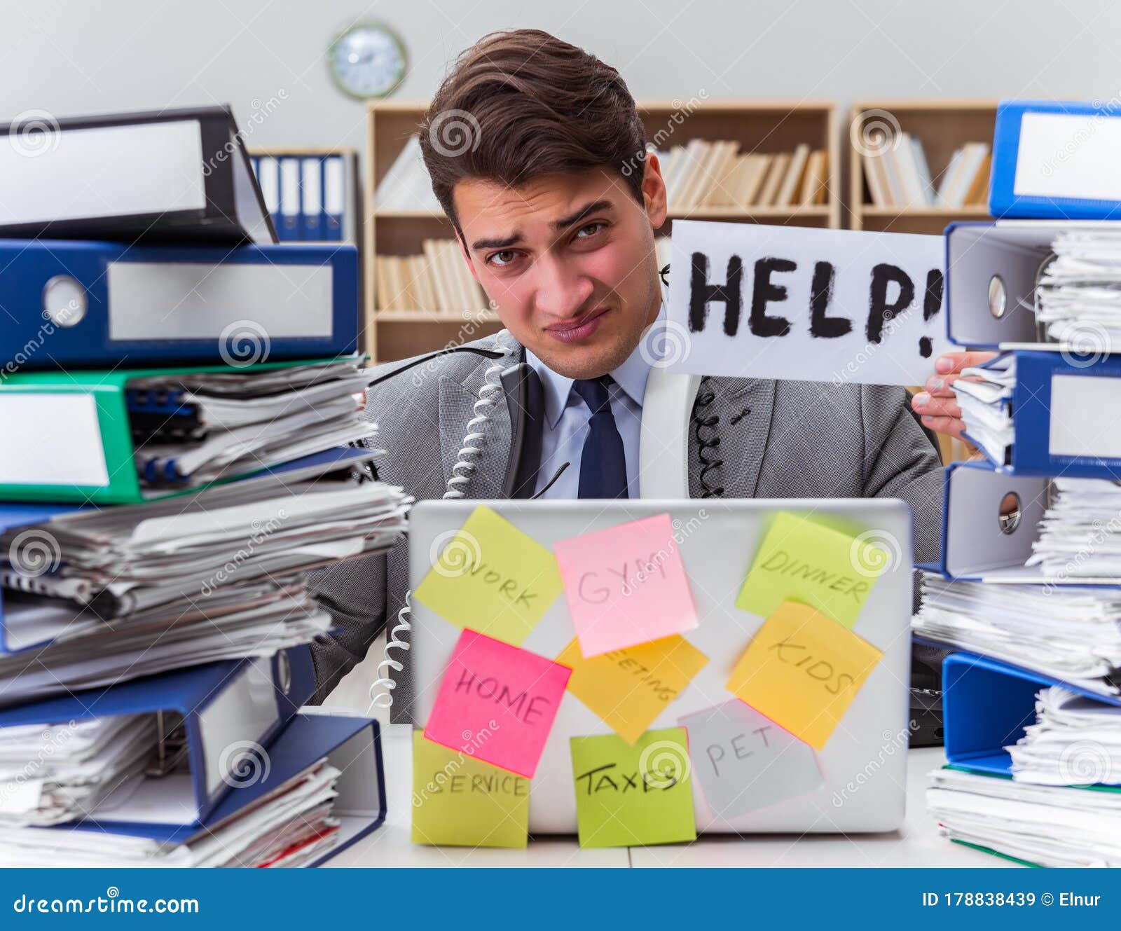 Busy Businessman Asking for Help with Work Stock Image - Image of ...