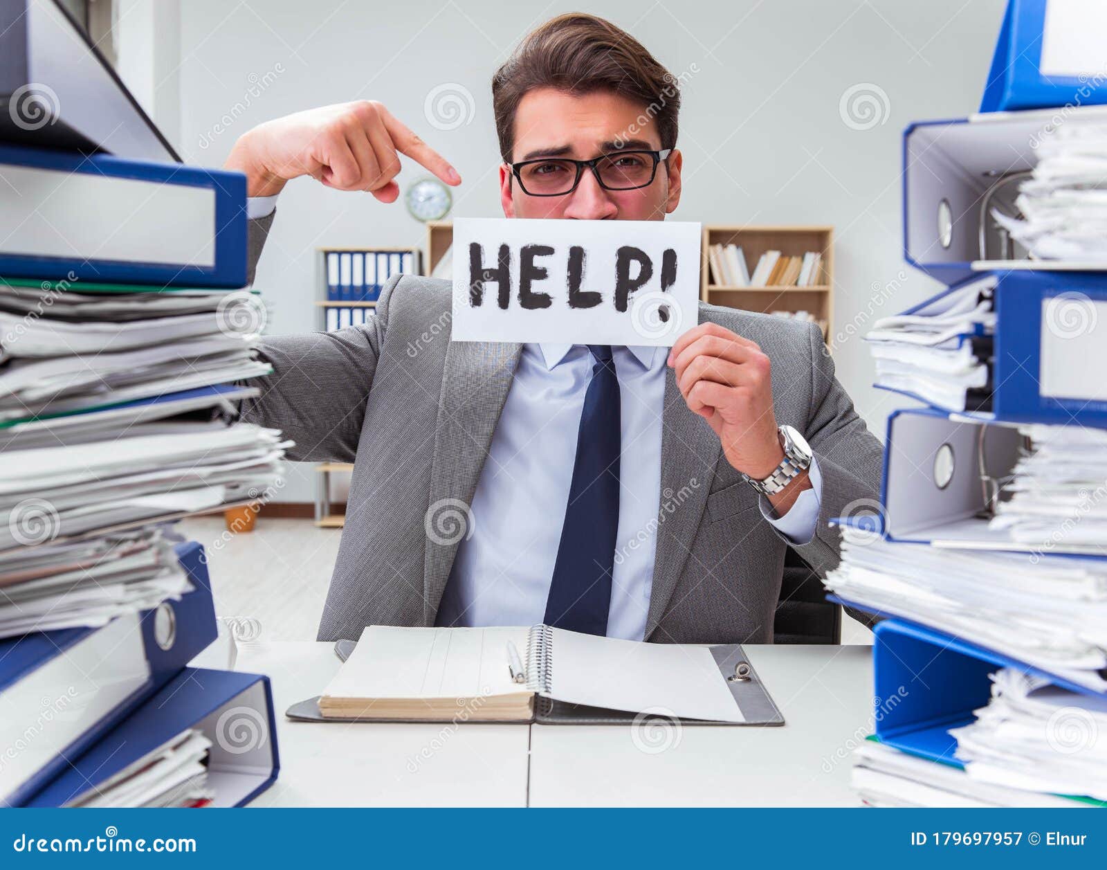 Busy Businessman Asking for Help with Work Stock Image - Image of male ...