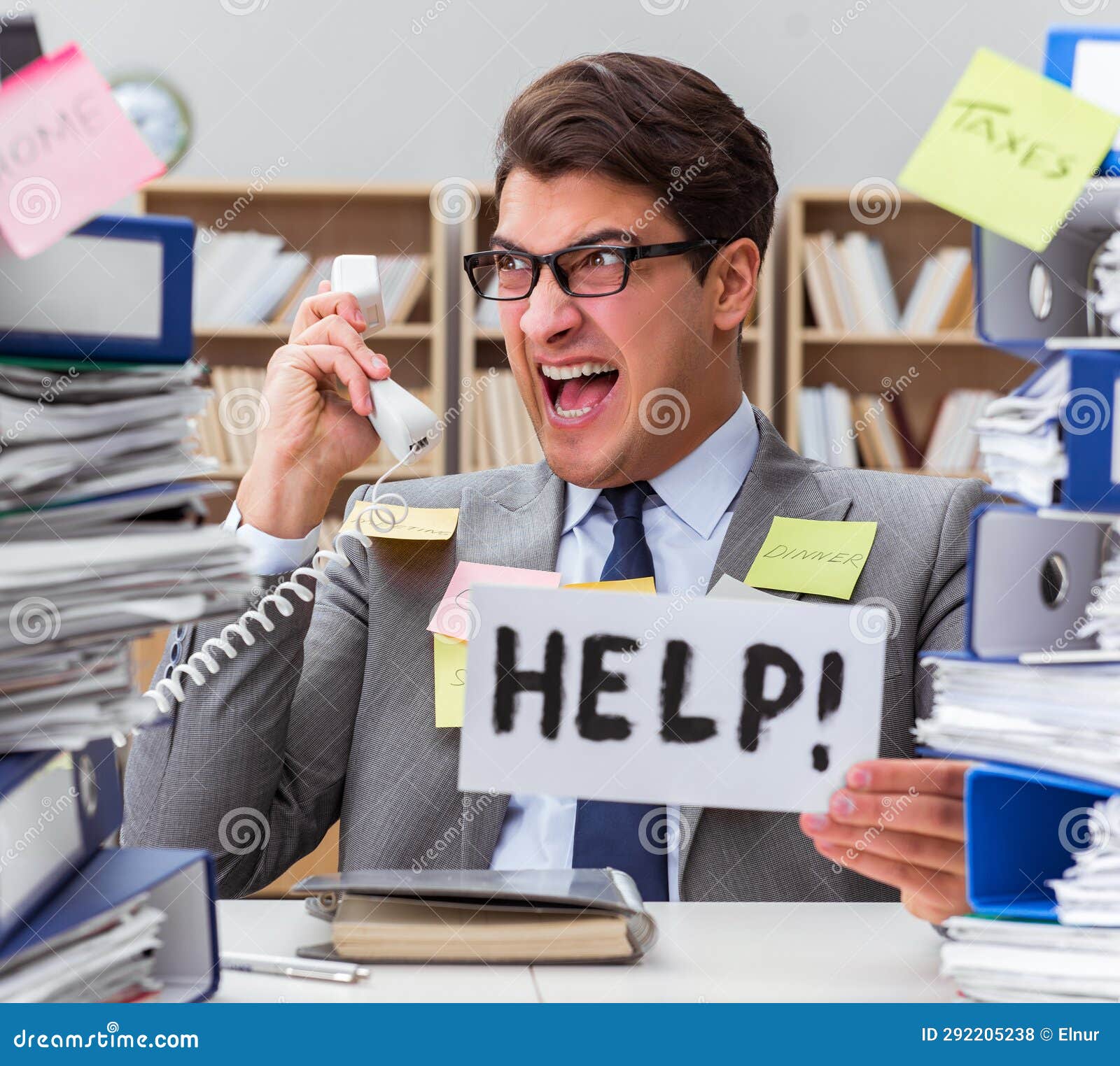 Busy Businessman Asking for Help with Work Stock Photo - Image of ...