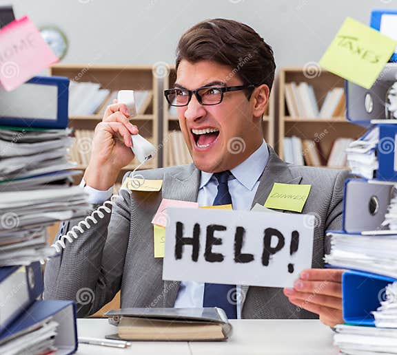 Busy Businessman Asking for Help with Work Stock Photo - Image of ...