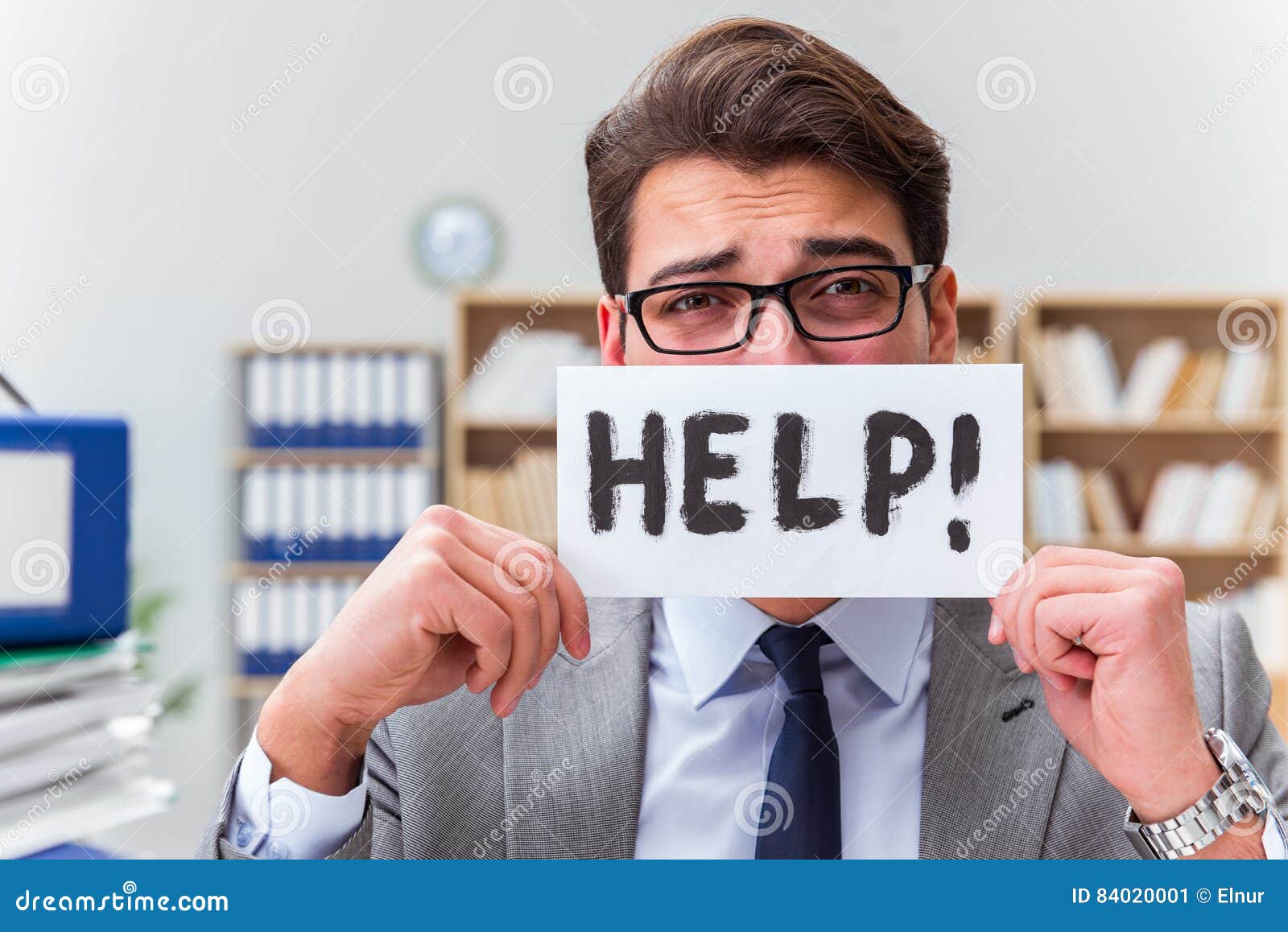 The Busy Businessman Asking for Help with Work Stock Image - Image of ...