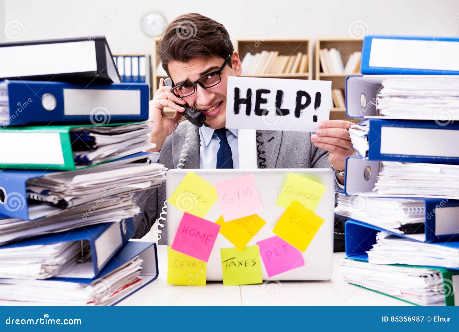 The Busy Businessman Asking for Help with Work Stock Image - Image of ...