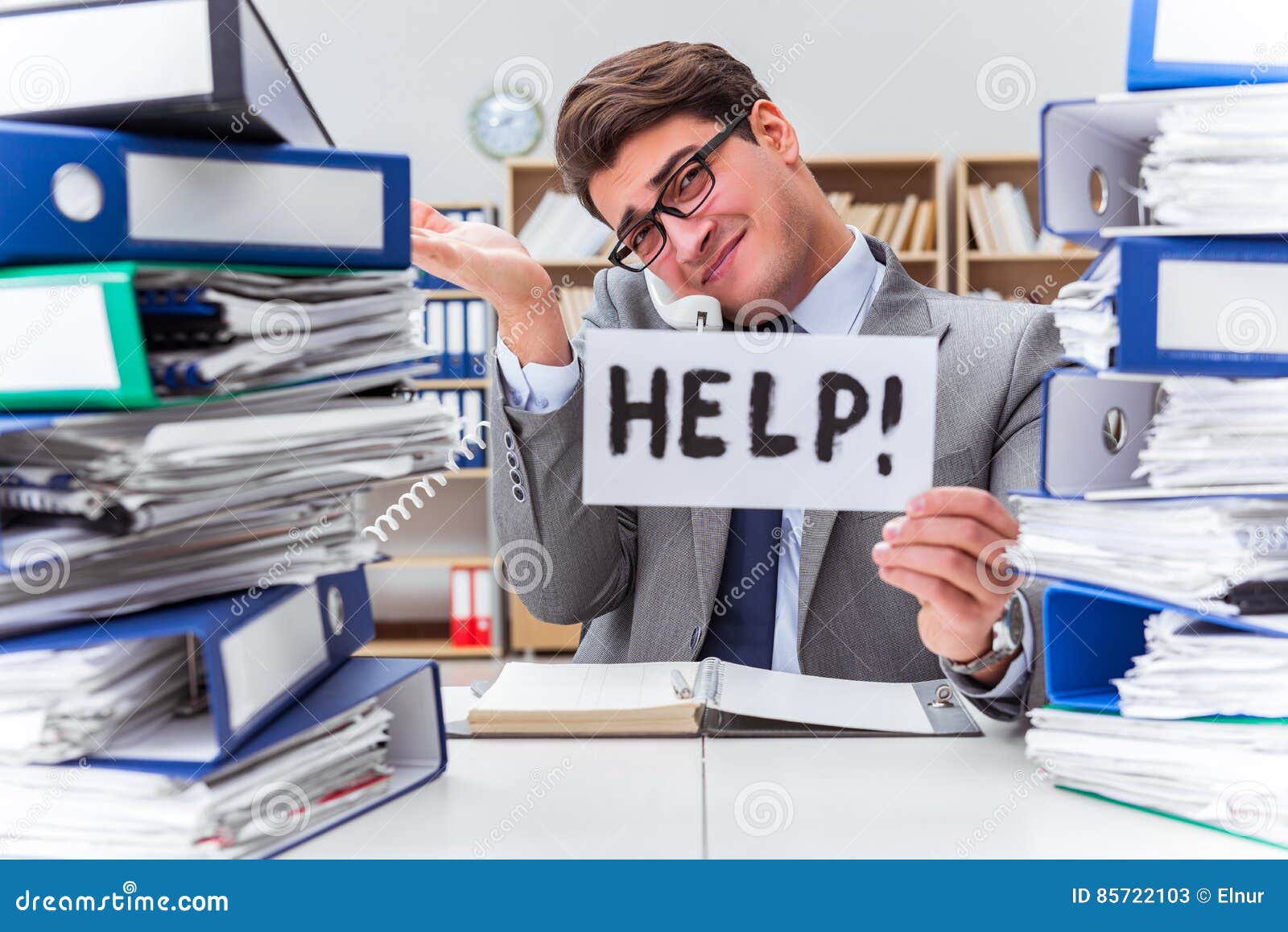 The Busy Businessman Asking for Help with Work Stock Image - Image of ...