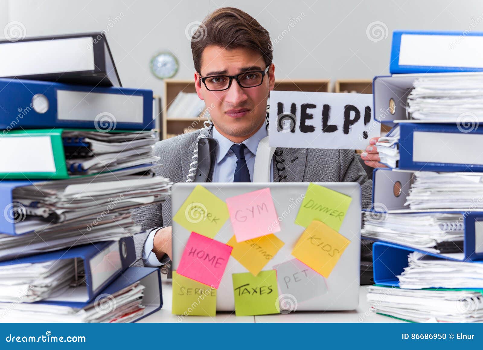 The Busy Businessman Asking for Help with Work Stock Photo - Image of ...