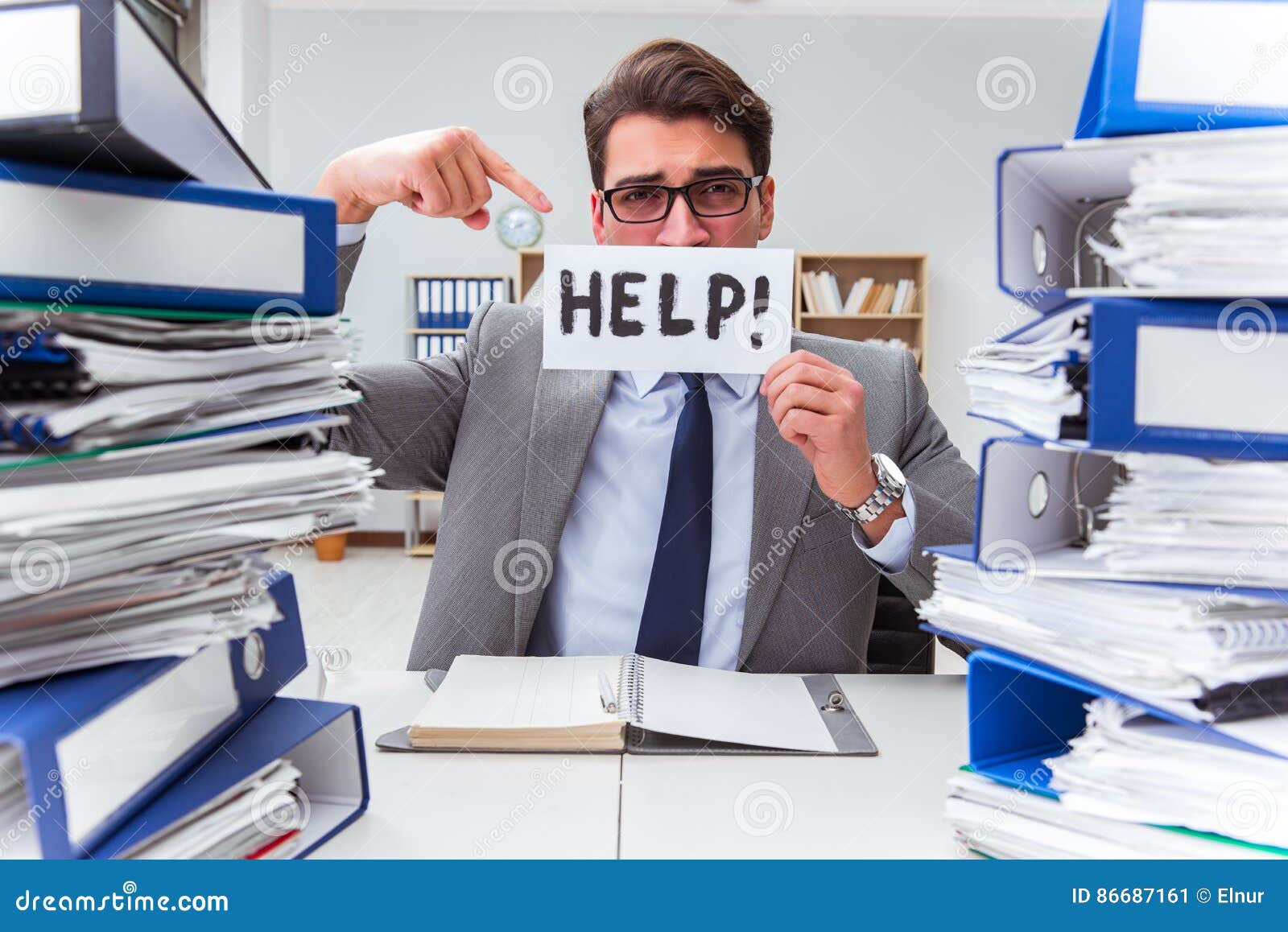 The Busy Businessman Asking for Help with Work Stock Image - Image of ...