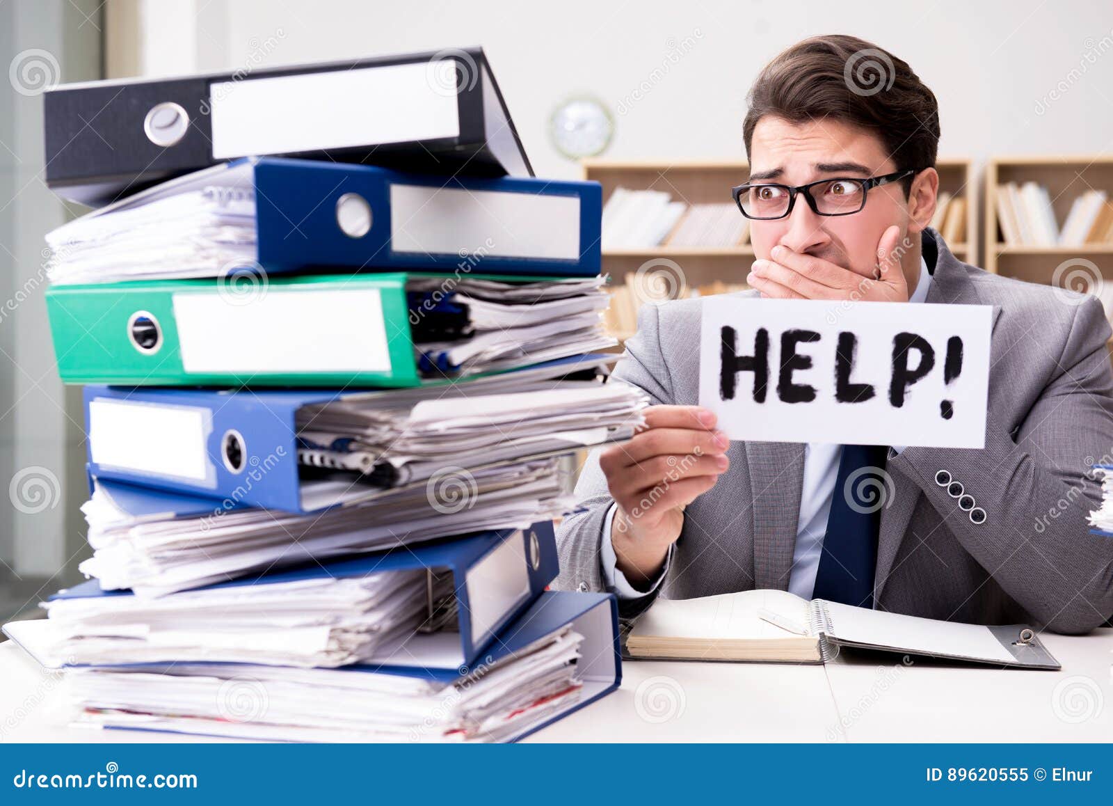 The Busy Businessman Asking for Help with Work Stock Image - Image of ...