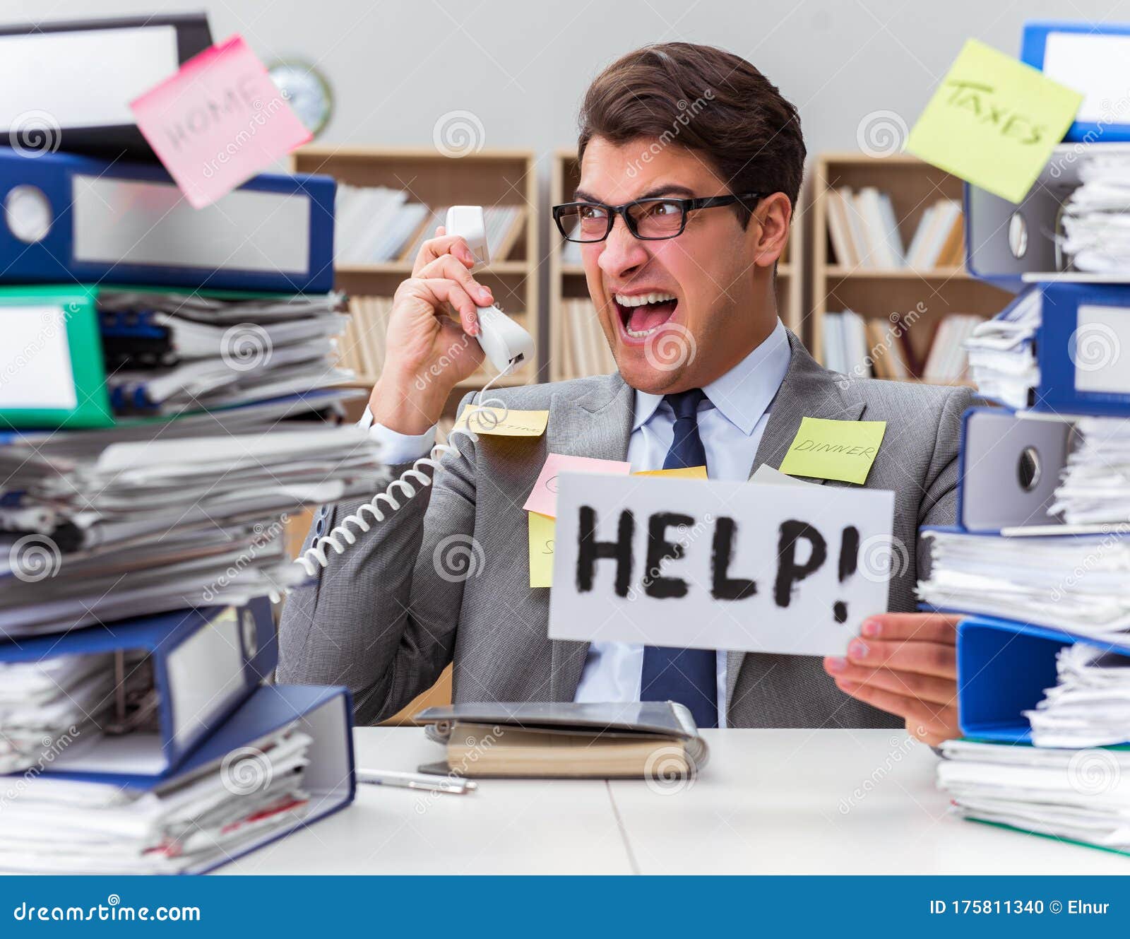 Busy Businessman Asking for Help with Work Stock Photo - Image of ...