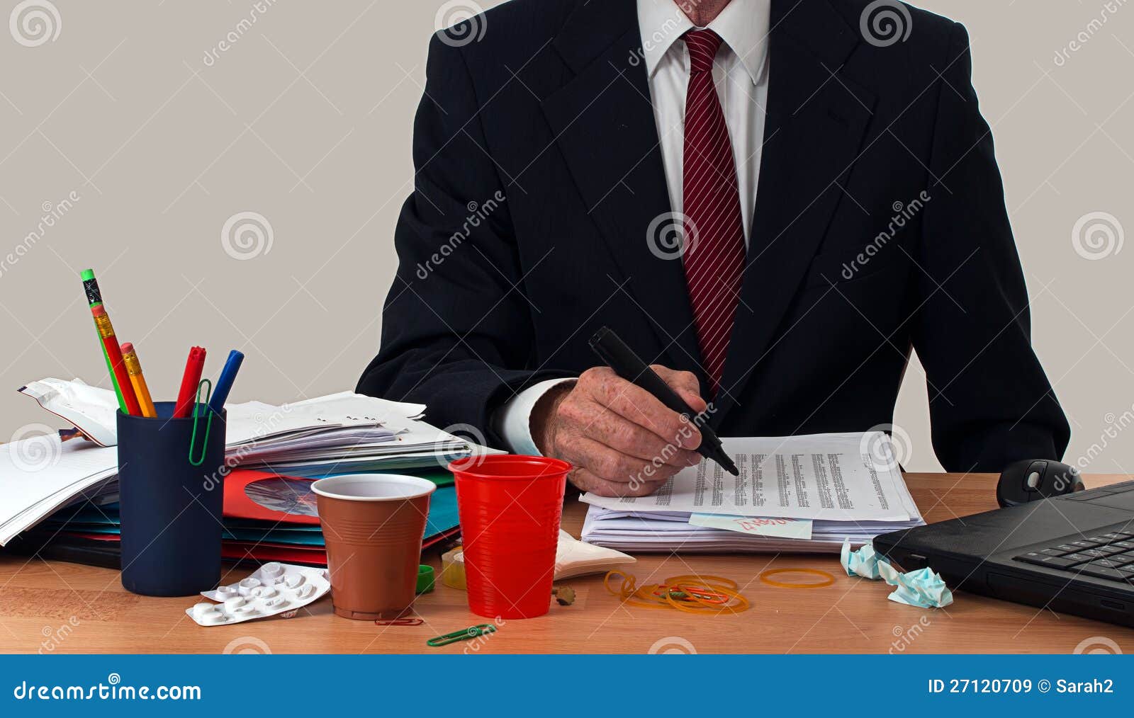 Busy Businessman or Office Worker, at Untidy Desk Stock Image - Image ...