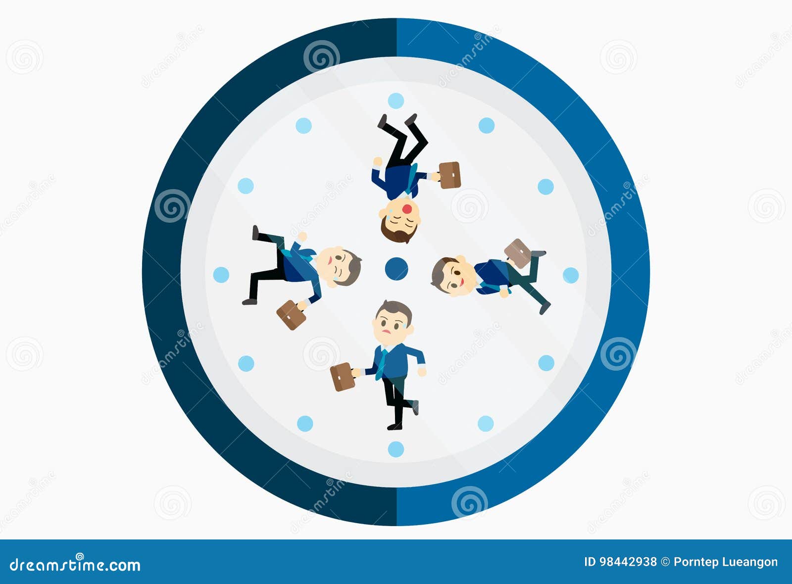 Busy Businessman Running on the Clock. Stock Vector - Illustration of ...