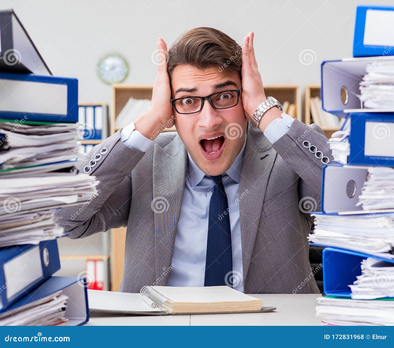 Busy Businessman Under Stress Due To Excessive Work Stock Photo - Image ...