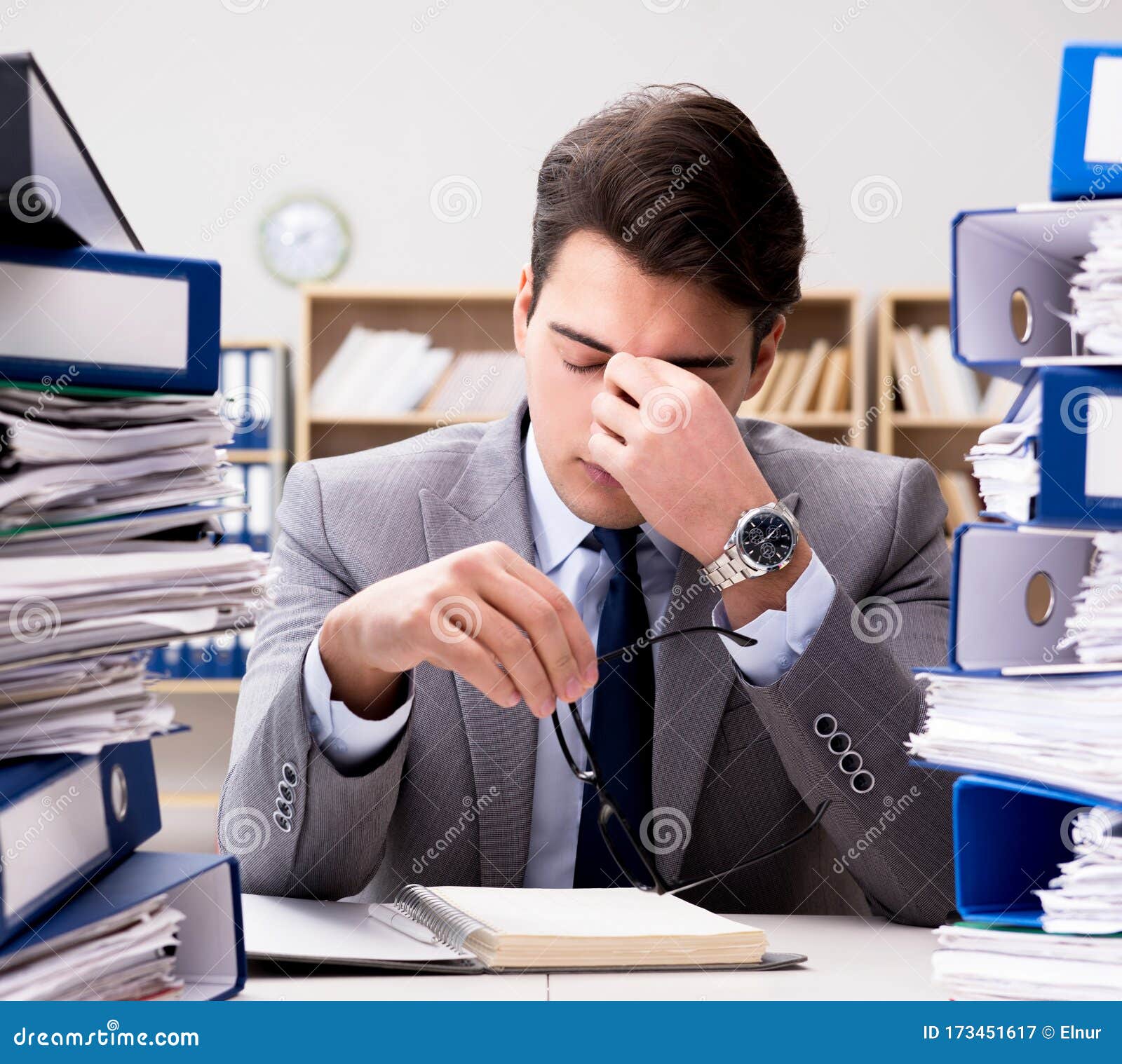 Busy Businessman Under Stress Due To Excessive Work Stock Image - Image ...