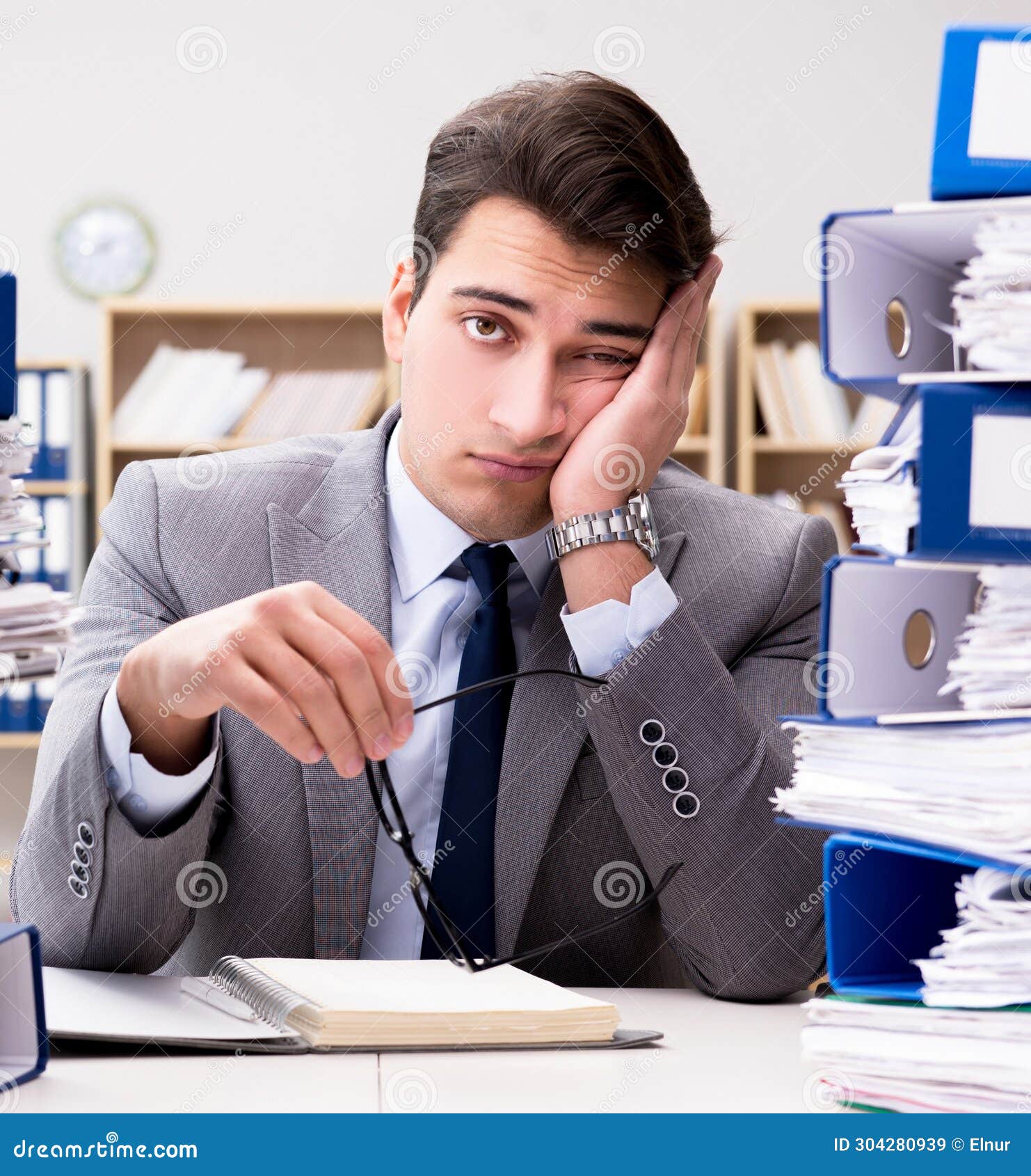 Busy Businessman Under Stress Due To Excessive Work Stock Image - Image ...