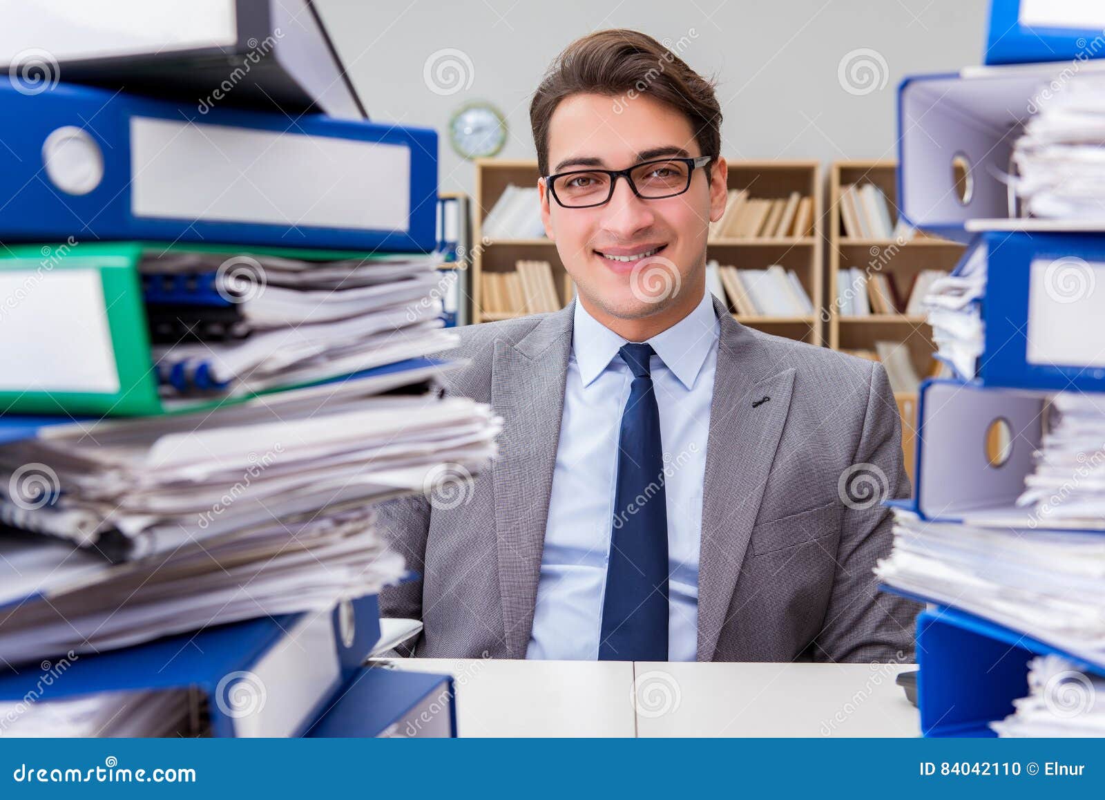 The Busy Businessman Under Stress Due To Excessive Work Stock Photo ...