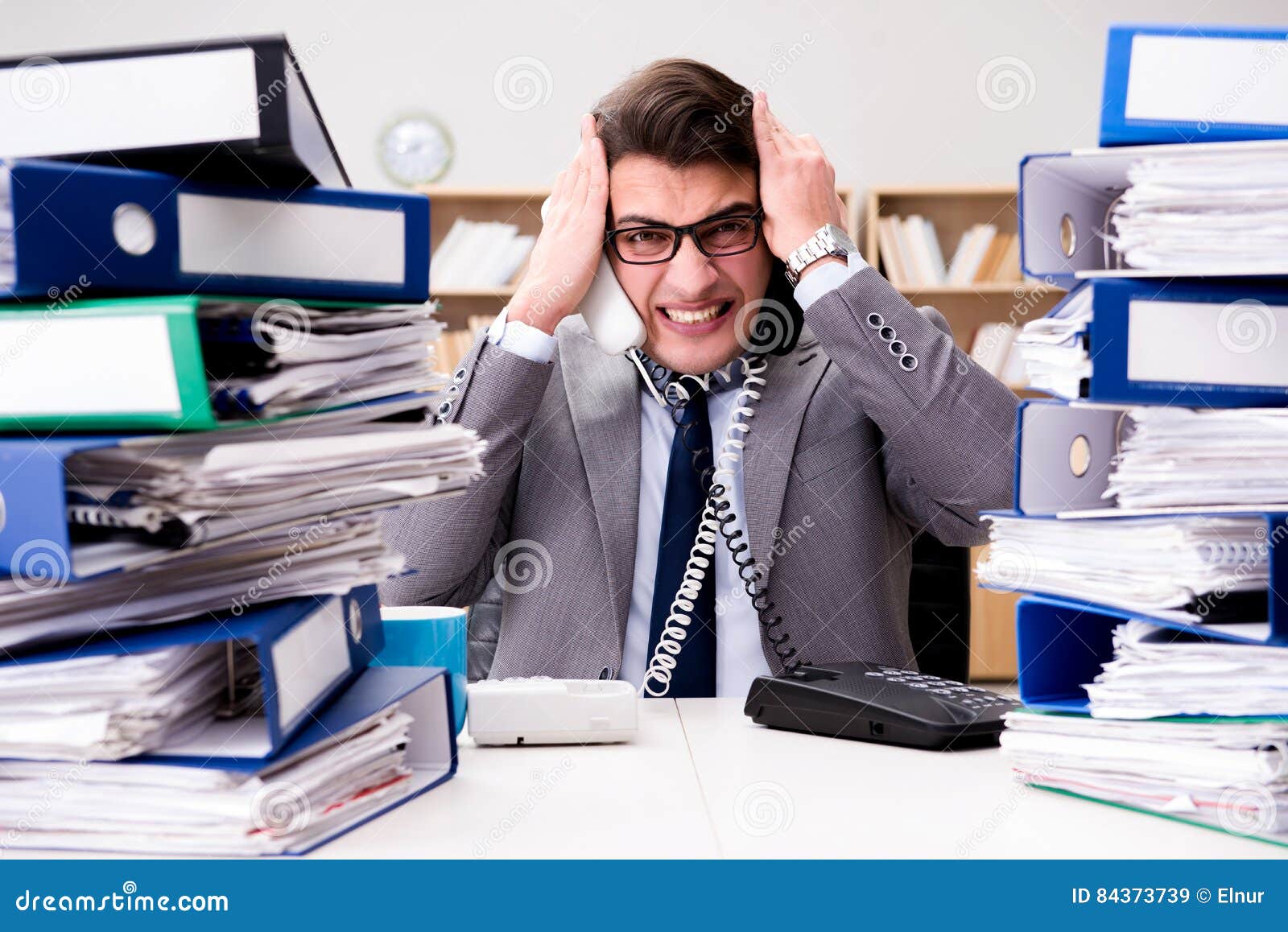 The Busy Businessman Under Stress Due To Excessive Work Stock Image ...