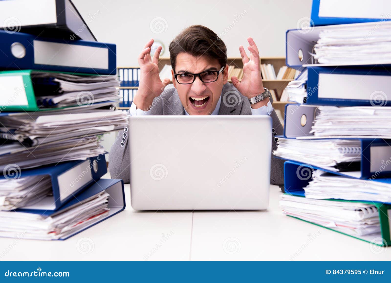 The Busy Businessman Under Stress Due To Excessive Work Stock Image ...