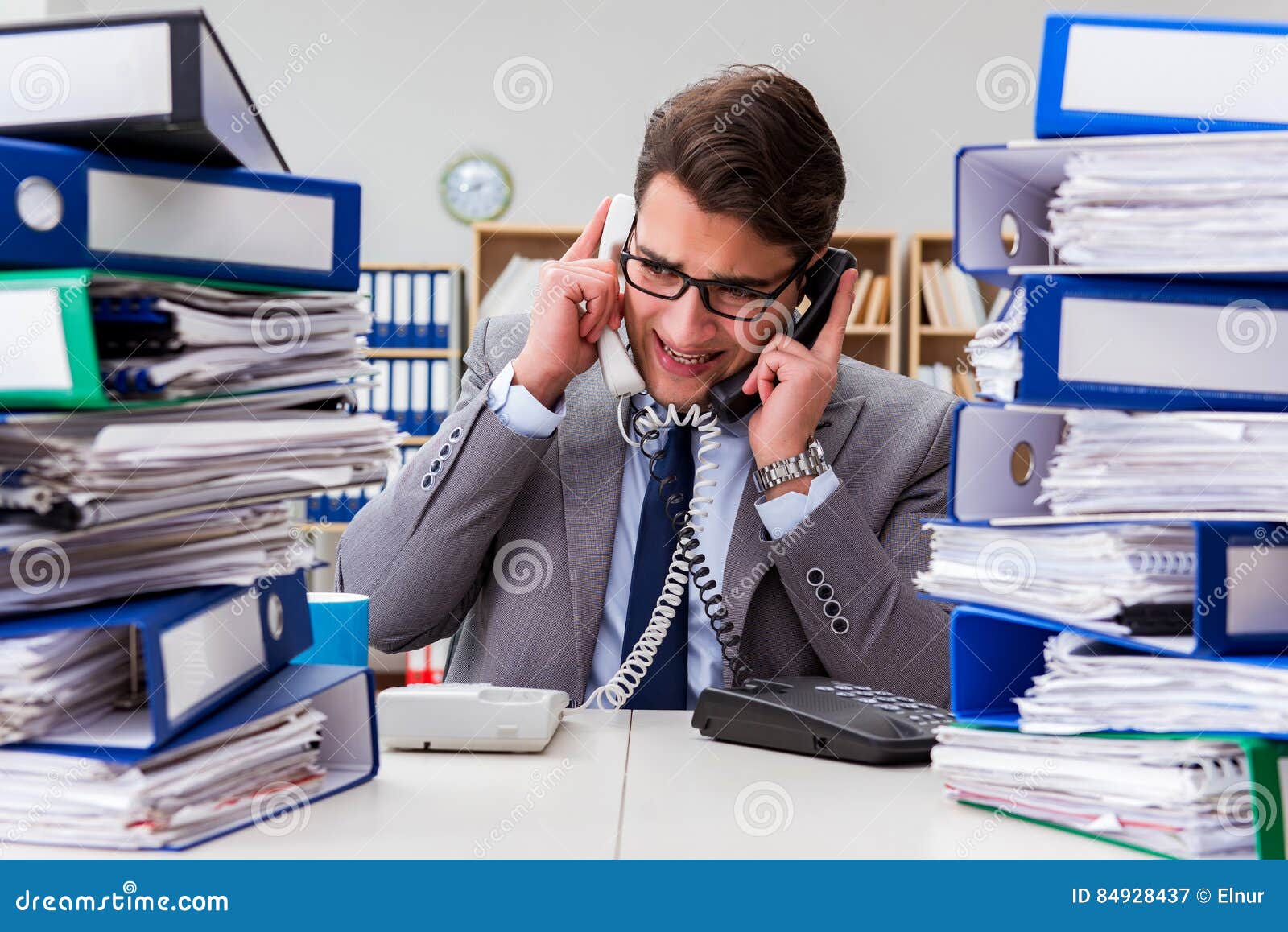 The Busy Businessman Under Stress Due To Excessive Work Stock Image ...