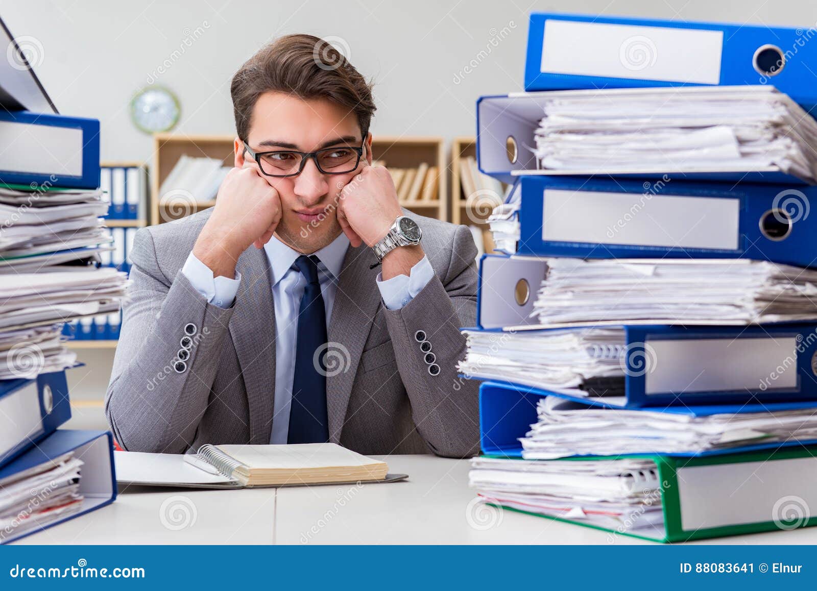 The Busy Businessman Under Stress Due To Excessive Work Stock Image ...