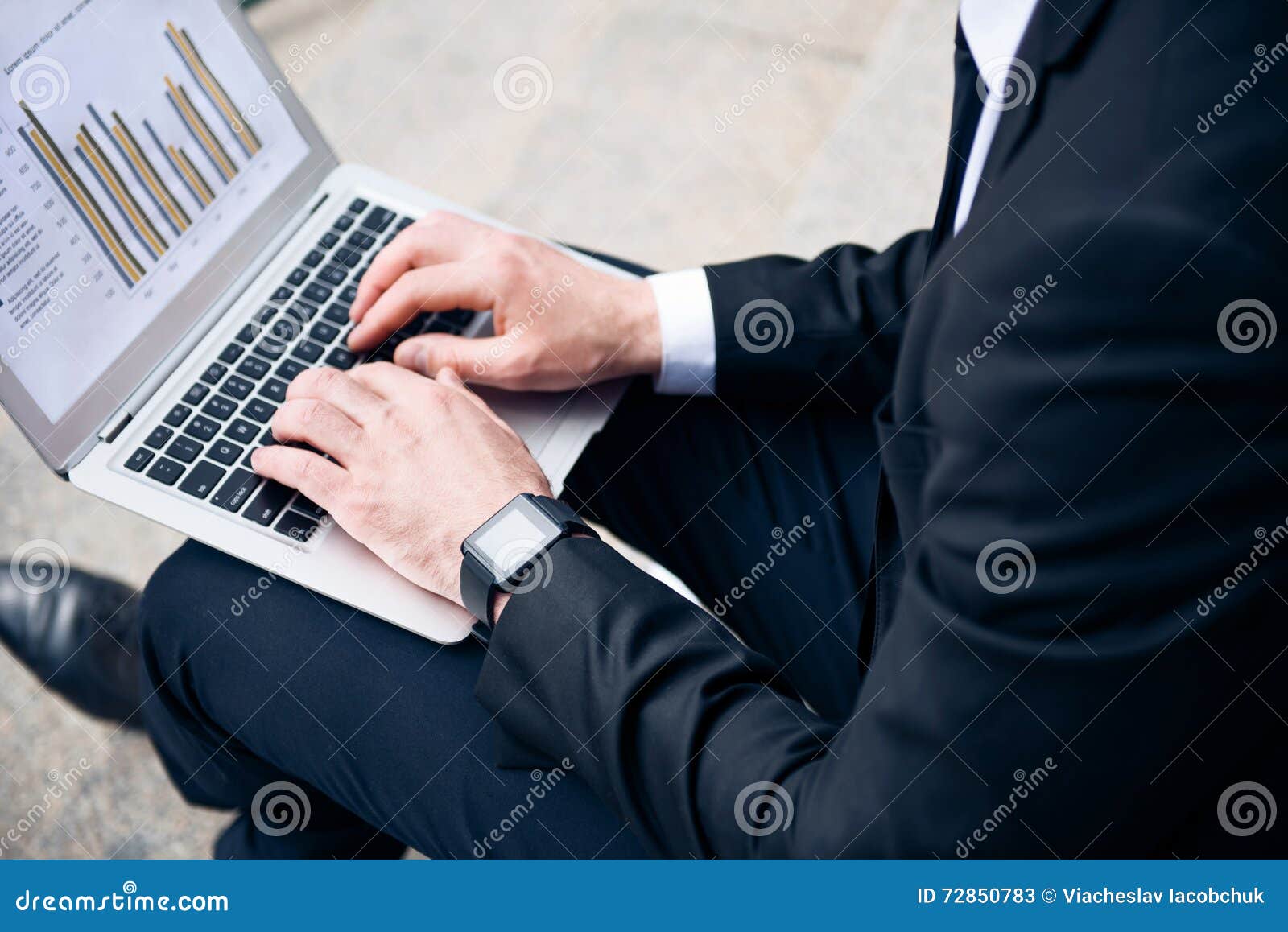 Busy Businessman Using Laptop Stock Image - Image of concept, busy ...