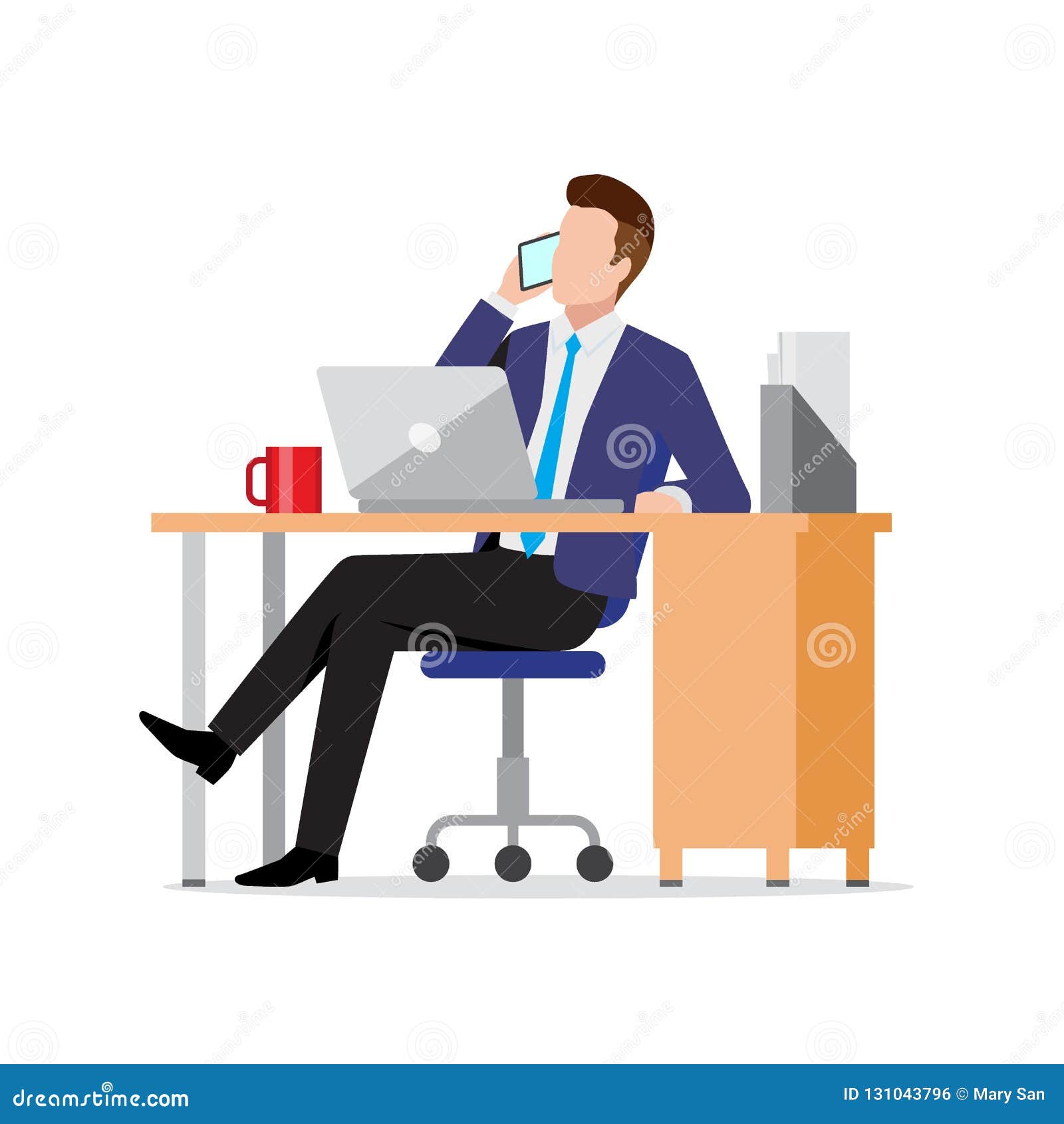 Busy Businessman Using Phone and Laptop in Office Stock Vector ... Busy Businessman Using Phone and Laptop in Office Stock Vector ...