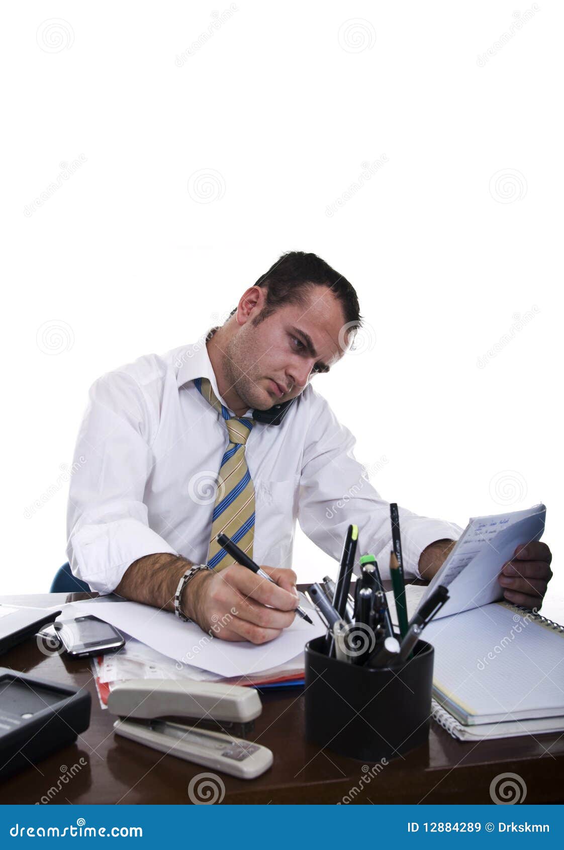Busy businessman working stock image. Image of looking - 12884289