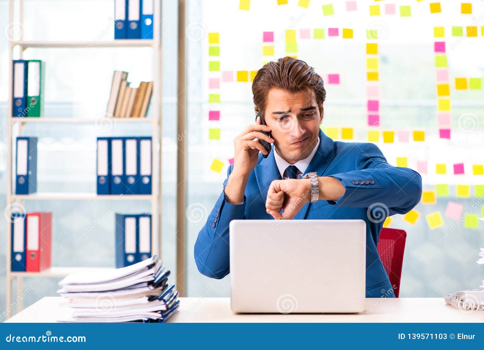 The Busy Businessman Working in the Office Stock Image - Image of ...