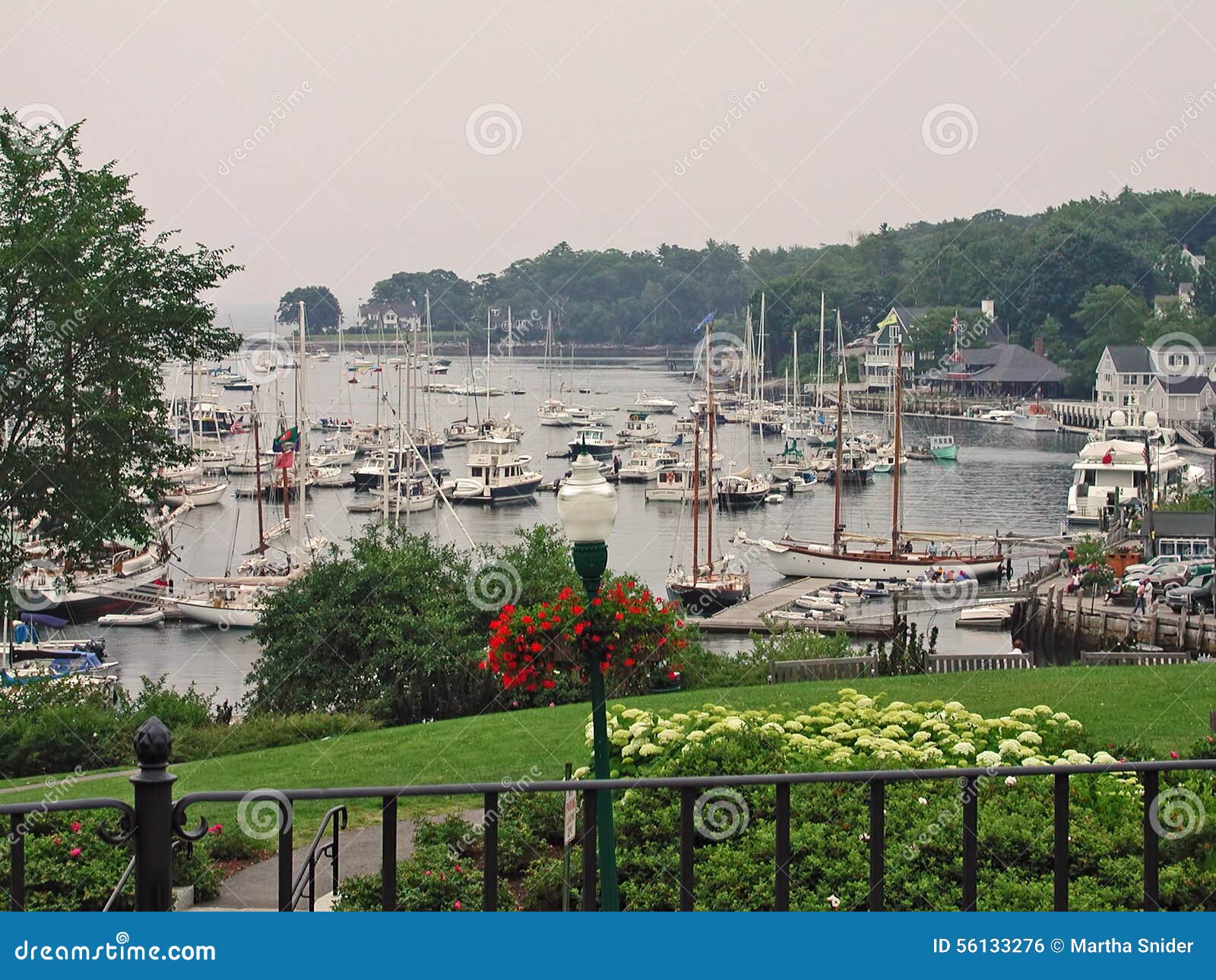 Busy Camden Harbor stock photo. Image of schooner, coastal - 56133276