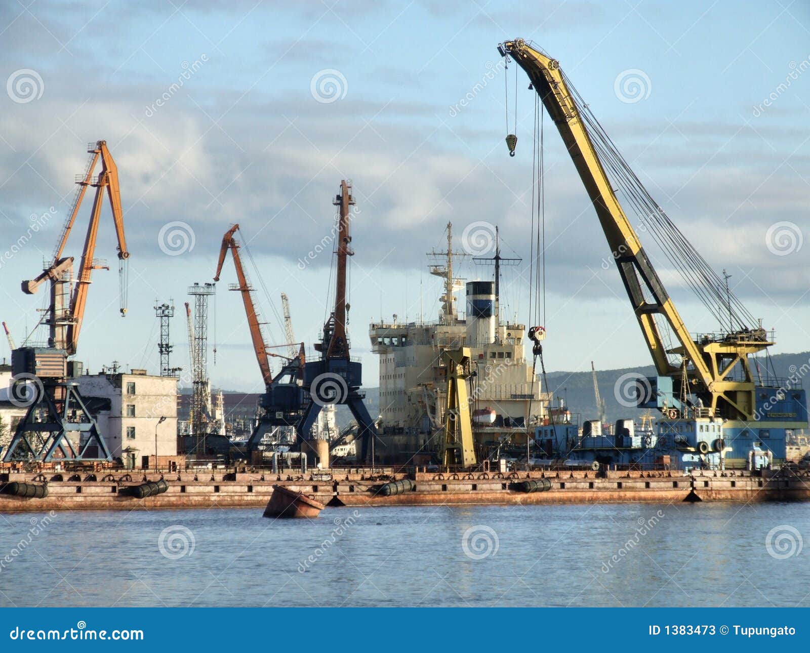 Busy Cargo Harbor Infrastructure Stock Image - Image of architecture ...