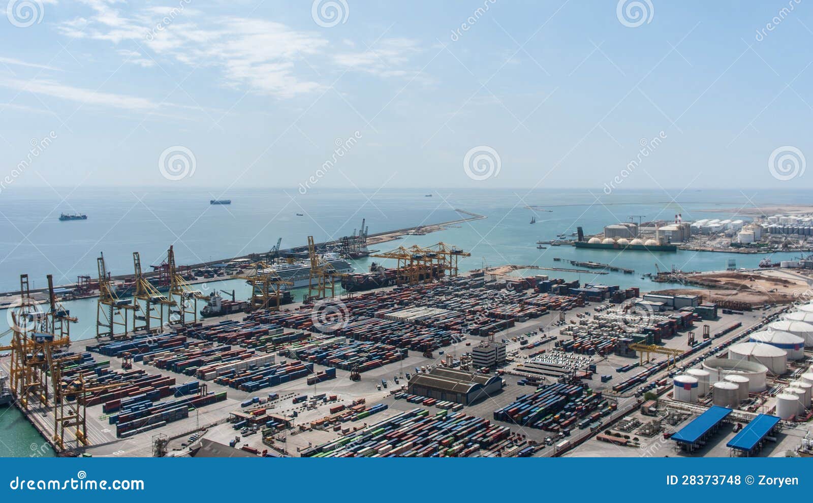 Busy cargo port stock photo. Image of shore, boats, cranes - 28373748