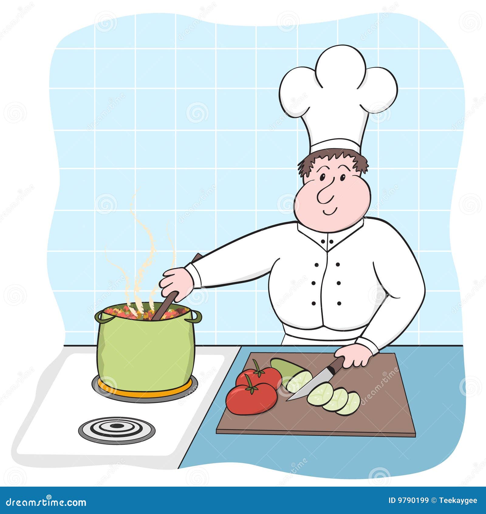Busy chef stock vector. Illustration of happy, cartoon - 9790199
