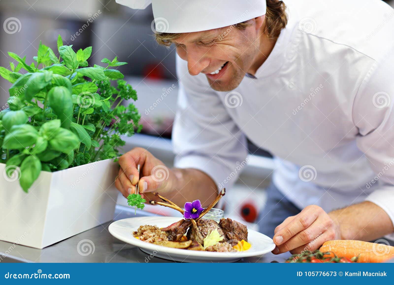 Busy Chef at Work in the Restaurant Kitchen Stock Image - Image of ...