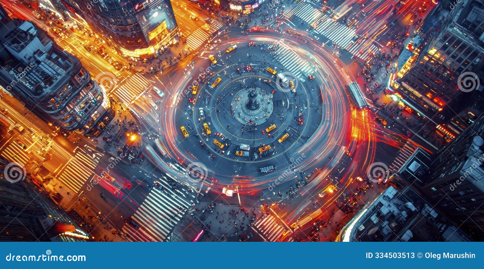 A Busy City Intersection at Night, with the Dynamic Movement of ...