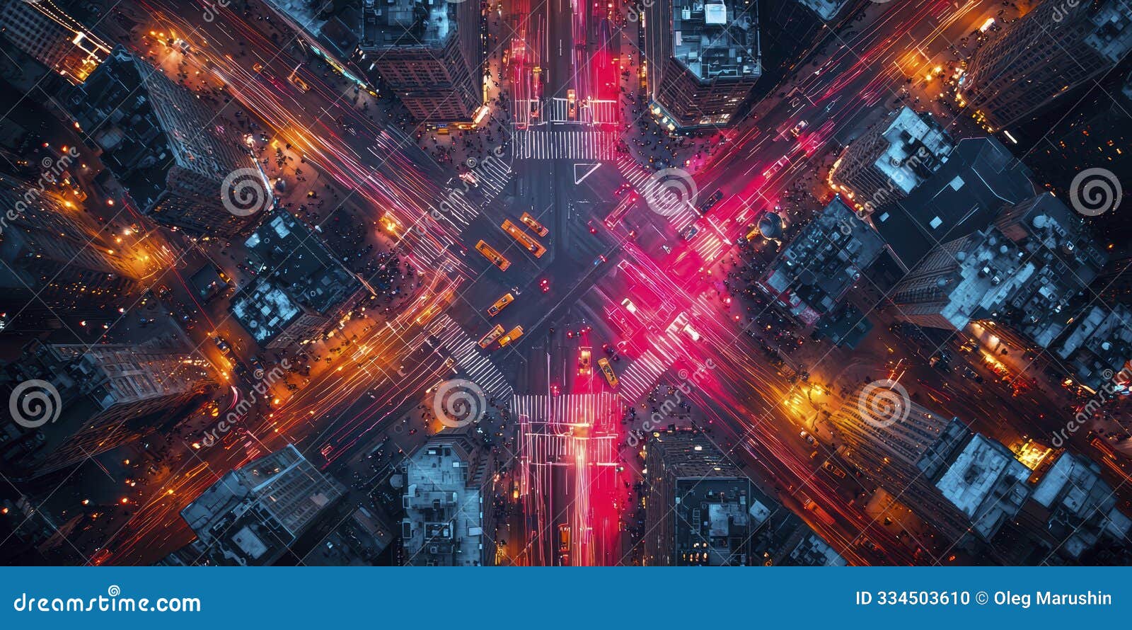 A Busy City Intersection at Night, with the Dynamic Movement of ...