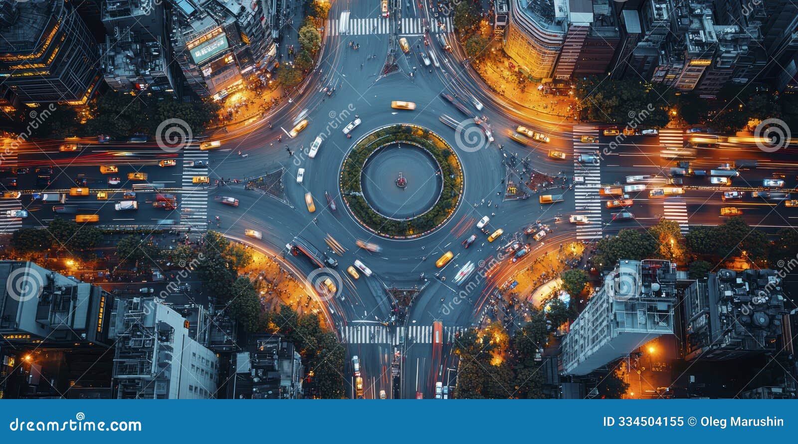 A Busy City Intersection at Night, with the Dynamic Movement of ...