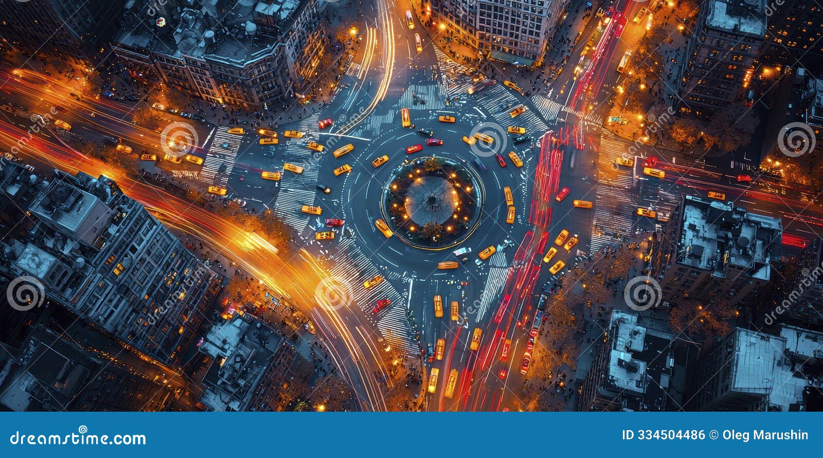 A Busy City Intersection at Night, with the Dynamic Movement of ...