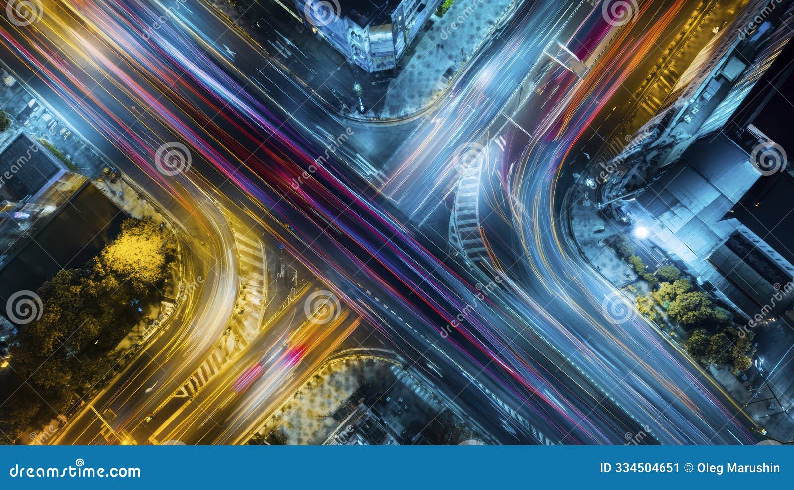 A Busy City Intersection at Night, with the Dynamic Movement of ...