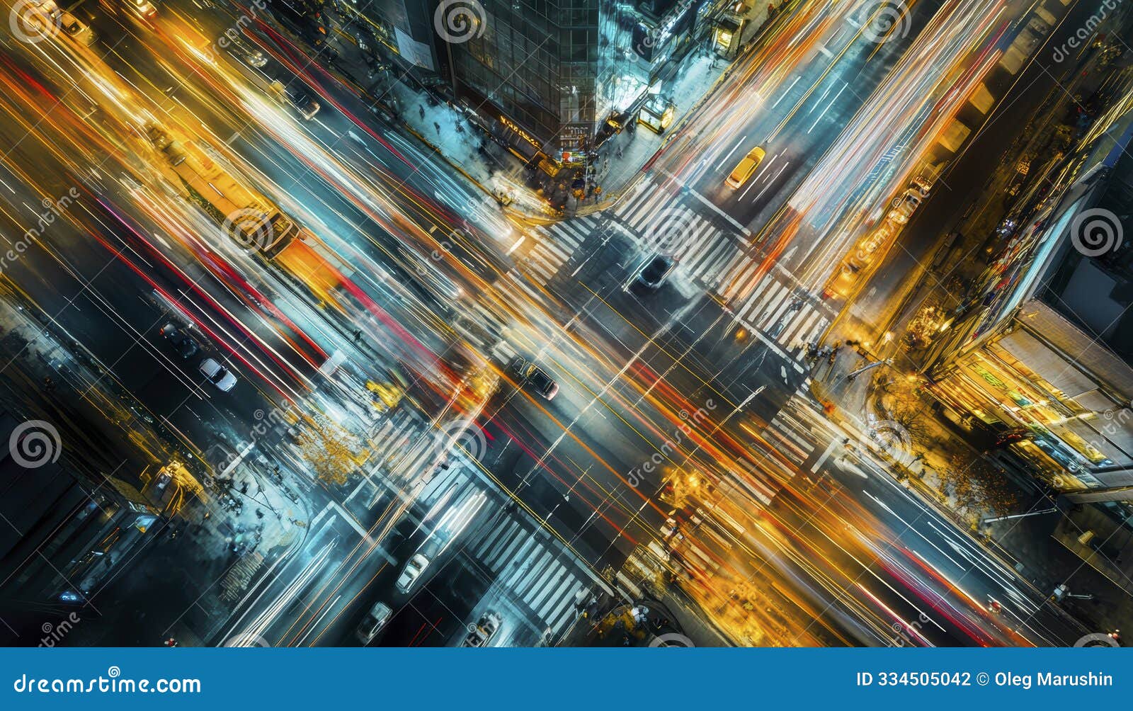 A Busy City Intersection at Night, with the Dynamic Movement of ...