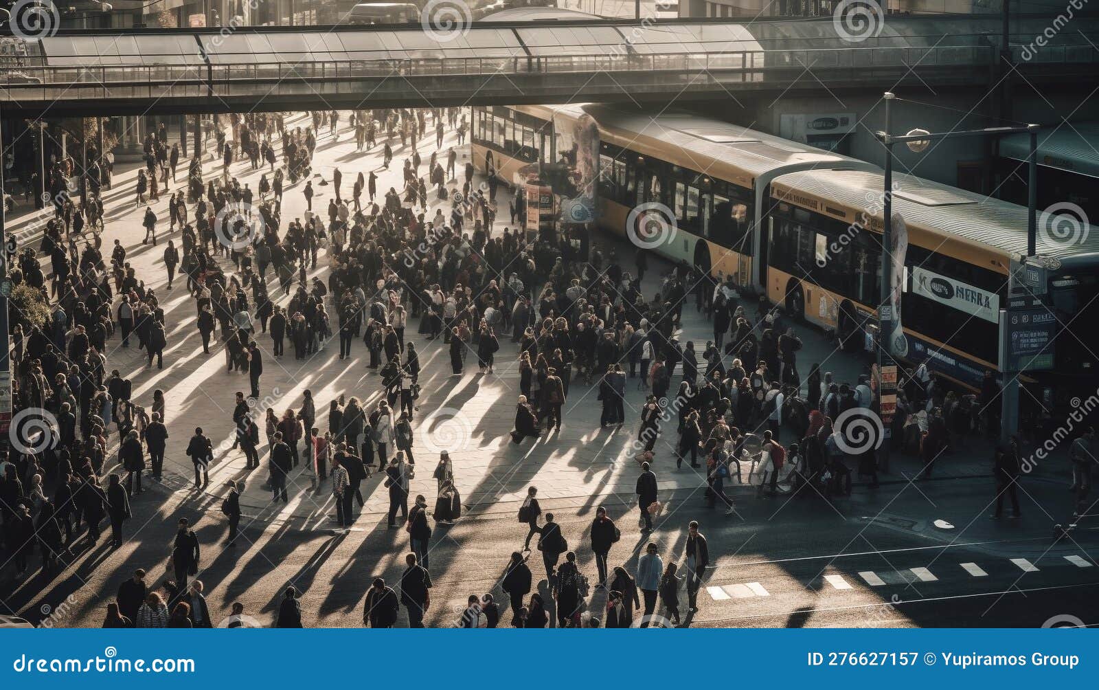 Busy City Life, Commuters Rush through Crowds Generated by AI Stock ...