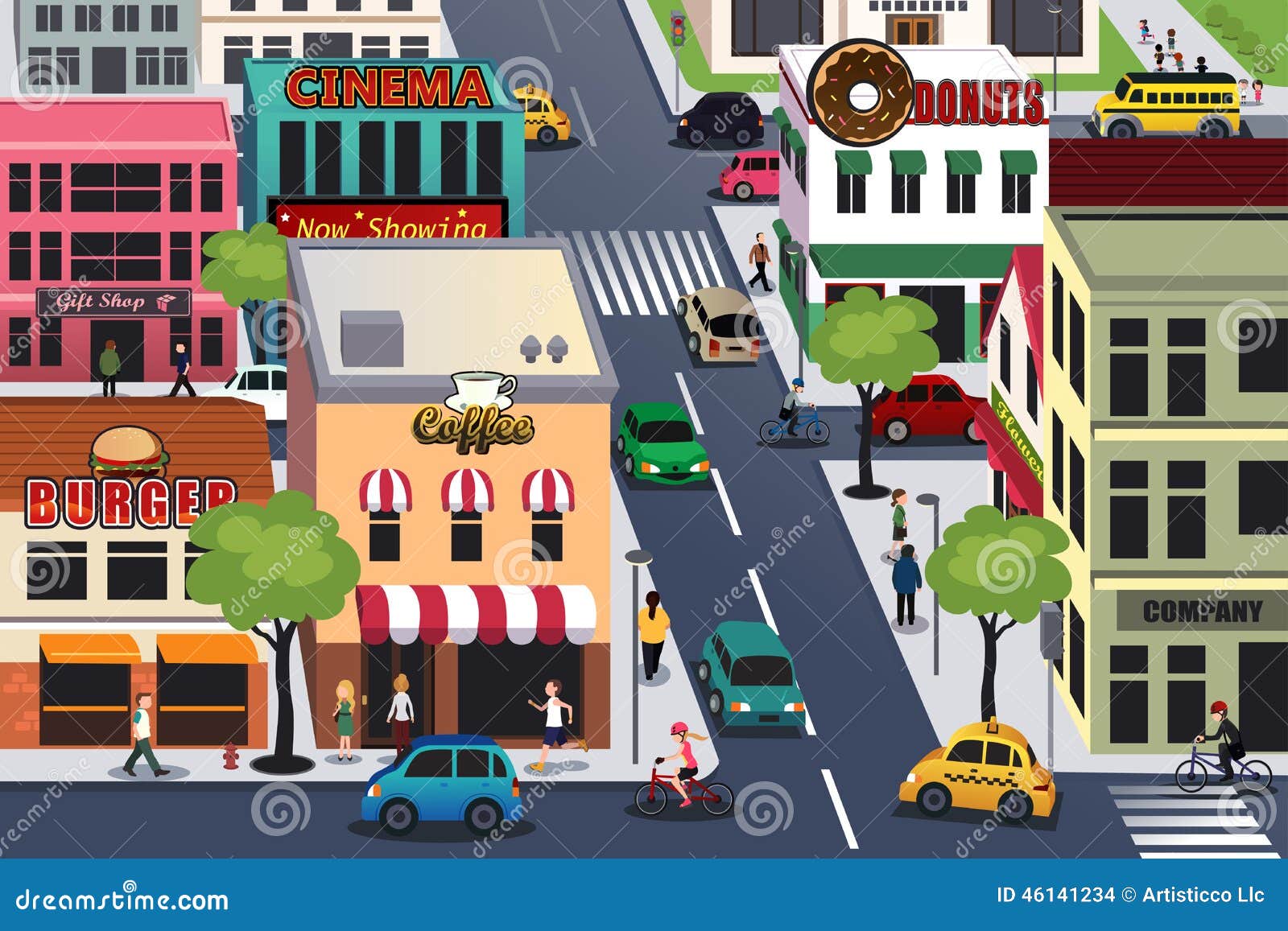 Busy city in the morning stock vector. Illustration of drawing - 46141234 Busy city in the morning stock vector. Illustration of drawing - 46141234