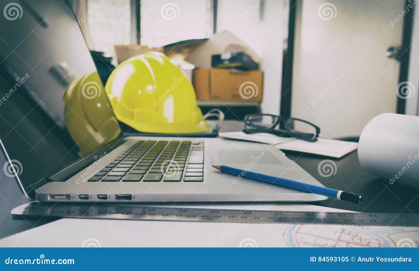 Busy Civil Engineer Mess Up Office Table. Royalty-Free Stock ...