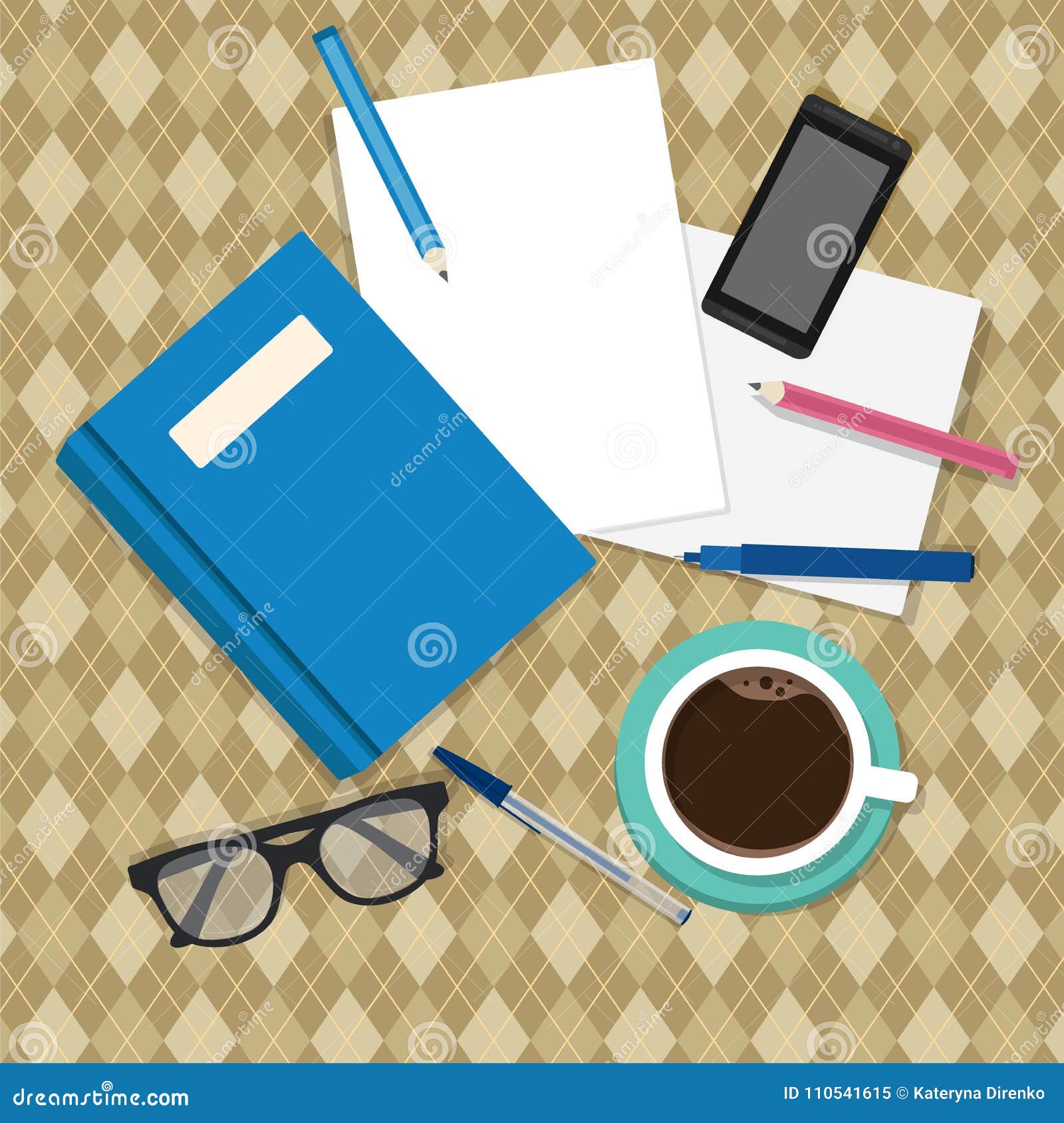 Busy Cluttered Office Table. Vector Illustration | CartoonDealer.com ...