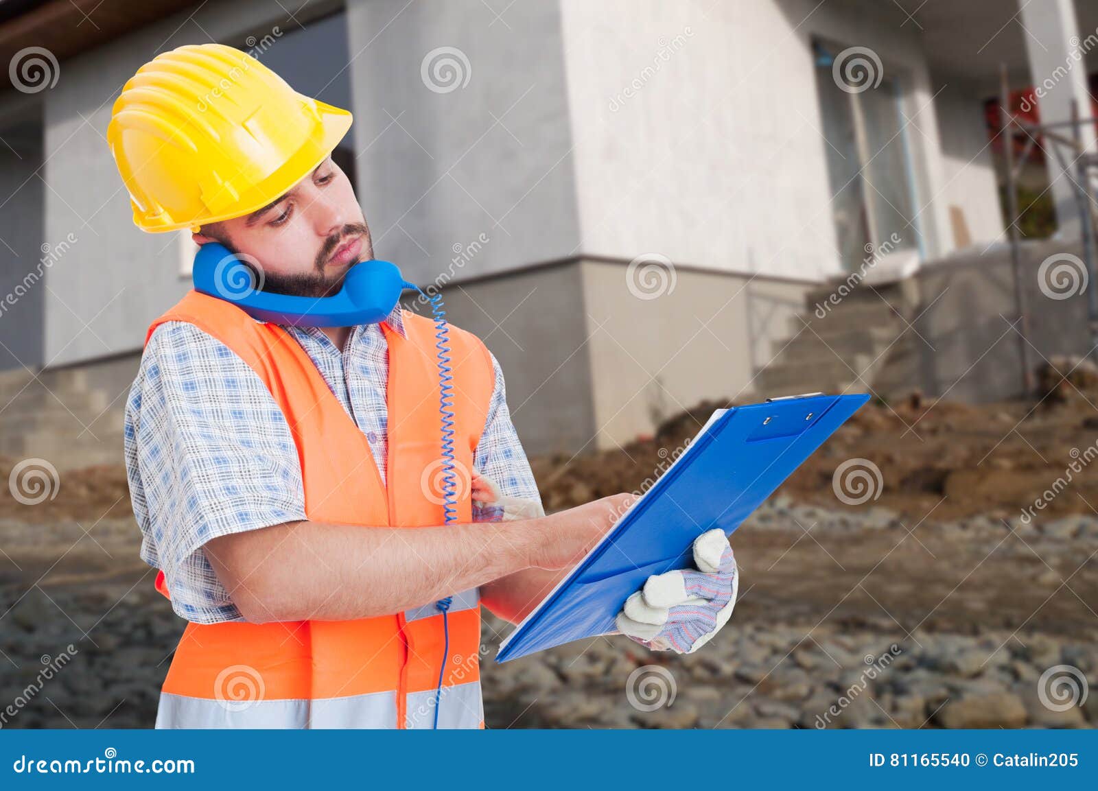 Busy Construction Engineer Talking on Phone Stock Photo - Image of note ...