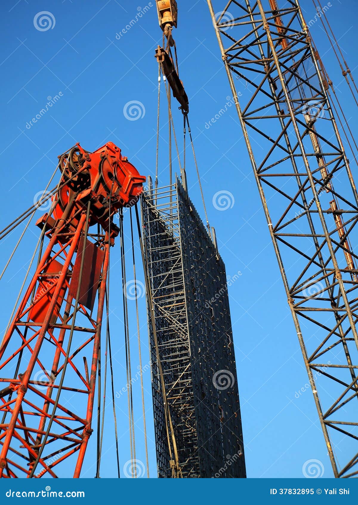 Busy Construction Site with Cranes Stock Image - Image of machine ...
