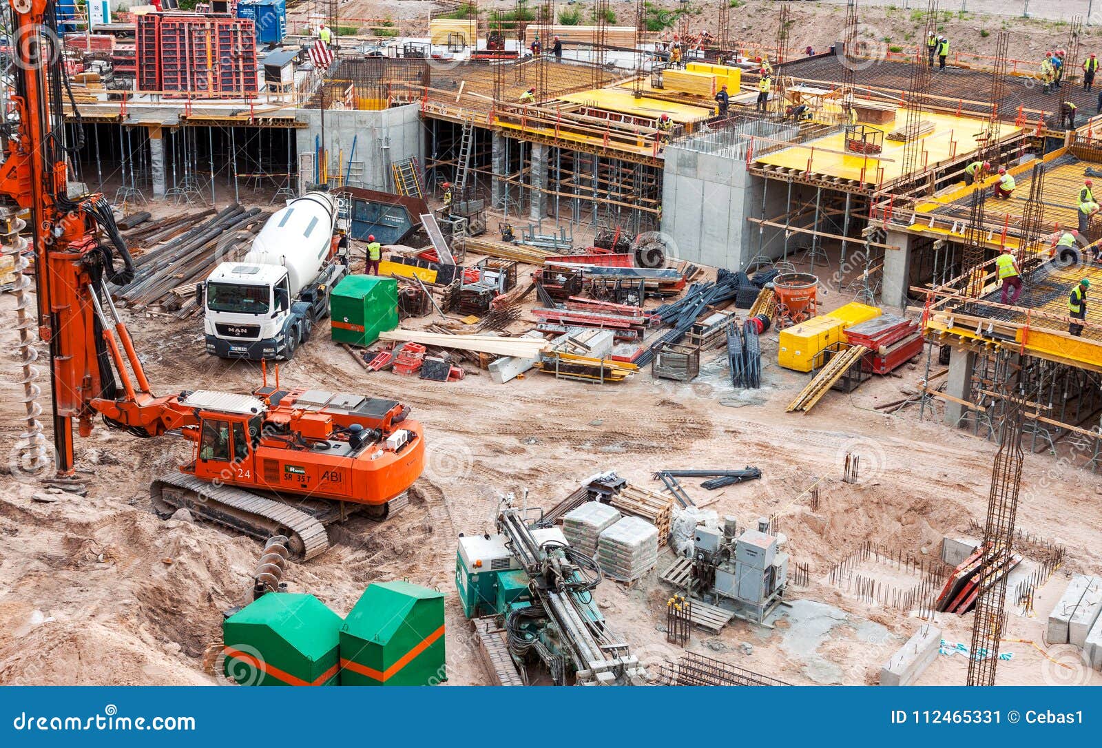 Busy Construction Site with Machinery and Workers Editorial Photo ...