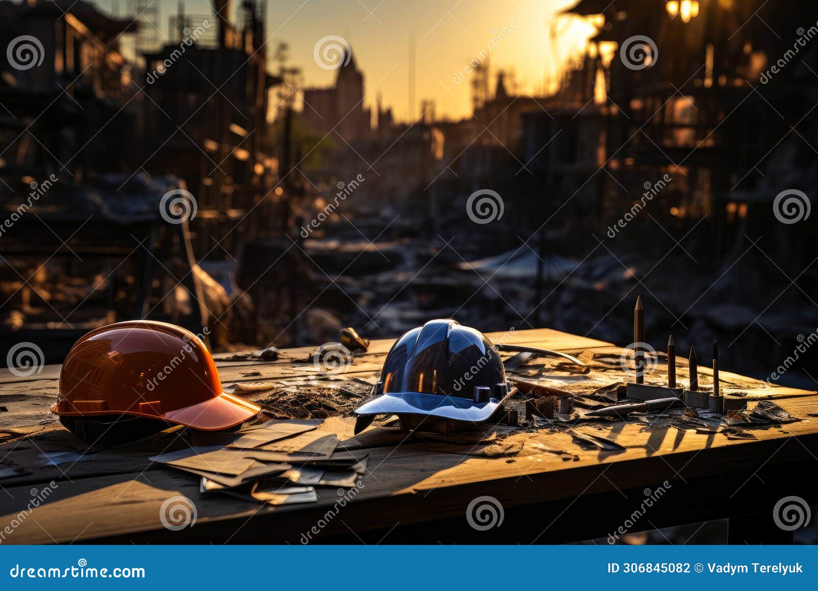 A Busy Construction Site: Table Filled with an Array of Tools and ...