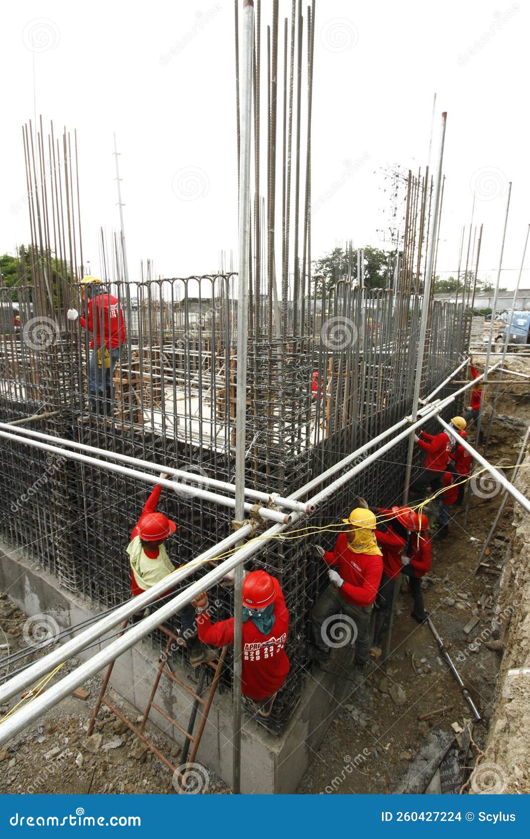 Busy Construction Site with Workers Editorial Stock Image - Image of ...