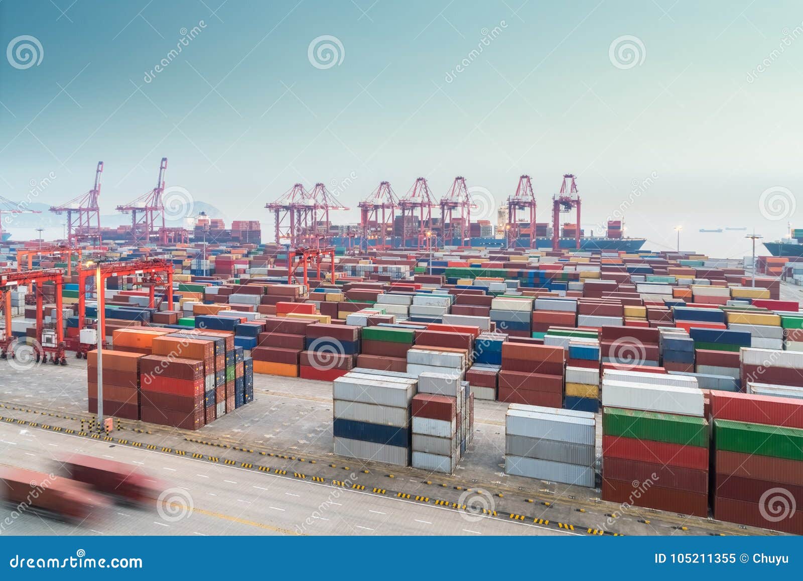 Busy Container Port in Shanghai Stock Image - Image of dusk, logistics ... Busy Container Port in Shanghai Stock Image - Image of dusk, logistics ...