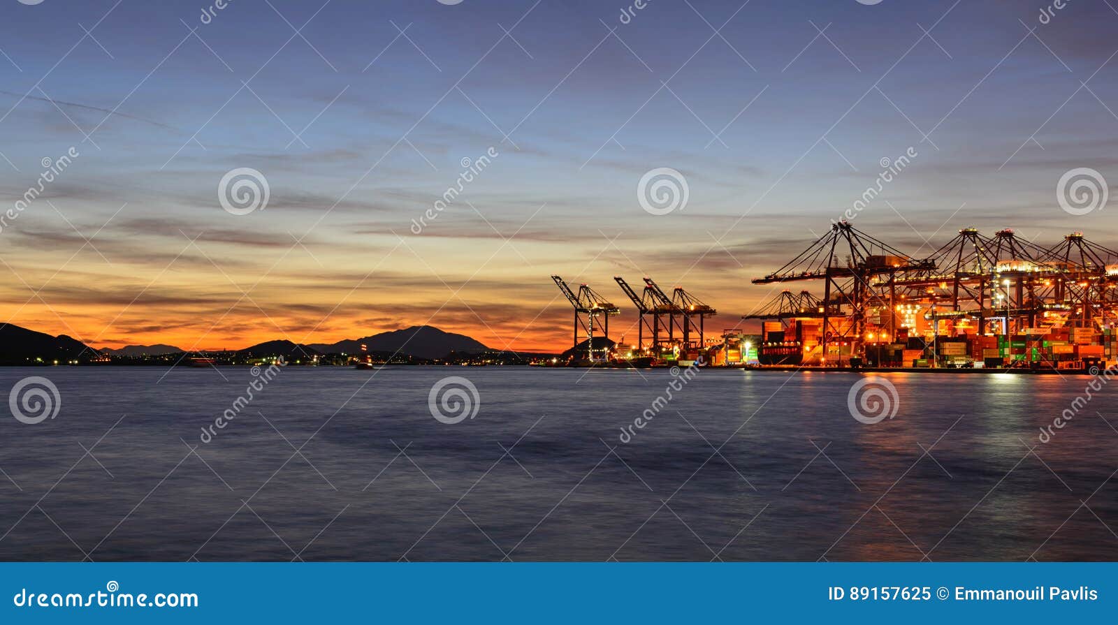 Busy container port editorial image. Image of dock, dawn - 89157625