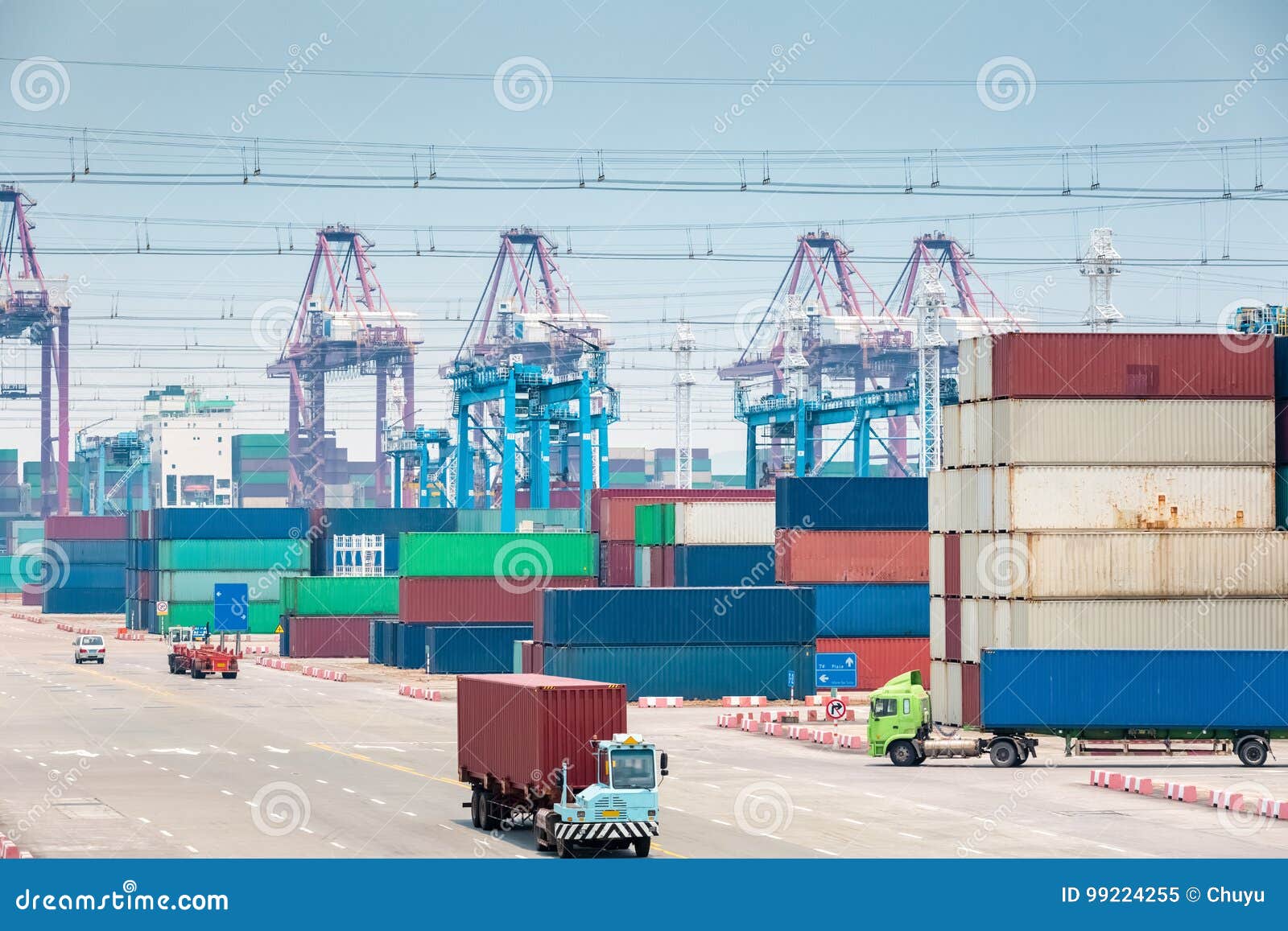 Container Stack In The Cargo Yard Stock Image | CartoonDealer.com ...