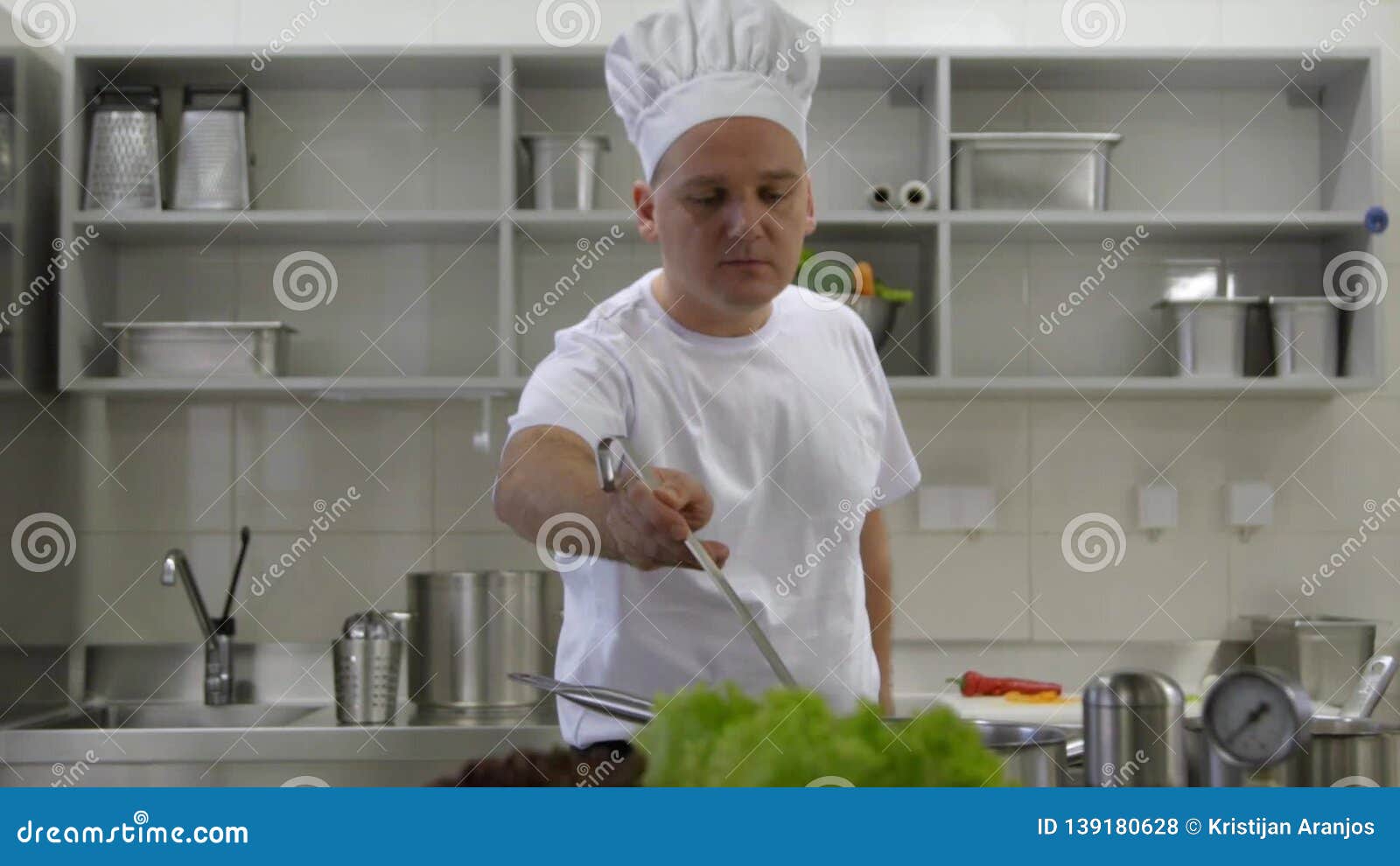 Busy Cooks and Kitchen Chef Working in Professional Kitchen Stock ...