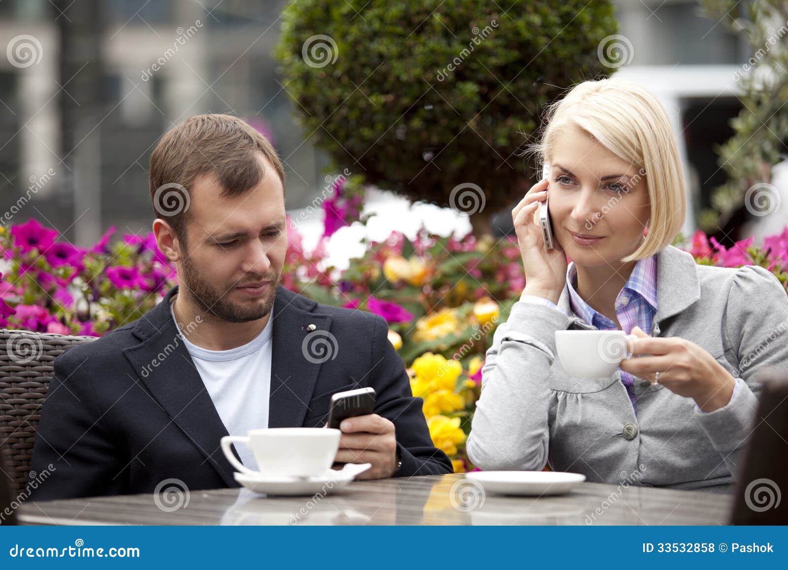 Busy couple stock photo. Image of cafe, busy, casual - 33532858